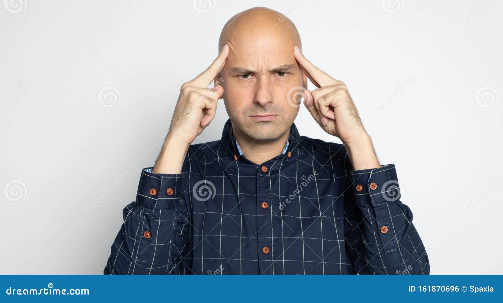 Serious Bald Man is Thinking Stock Photo - Image of isolated, casual ...
