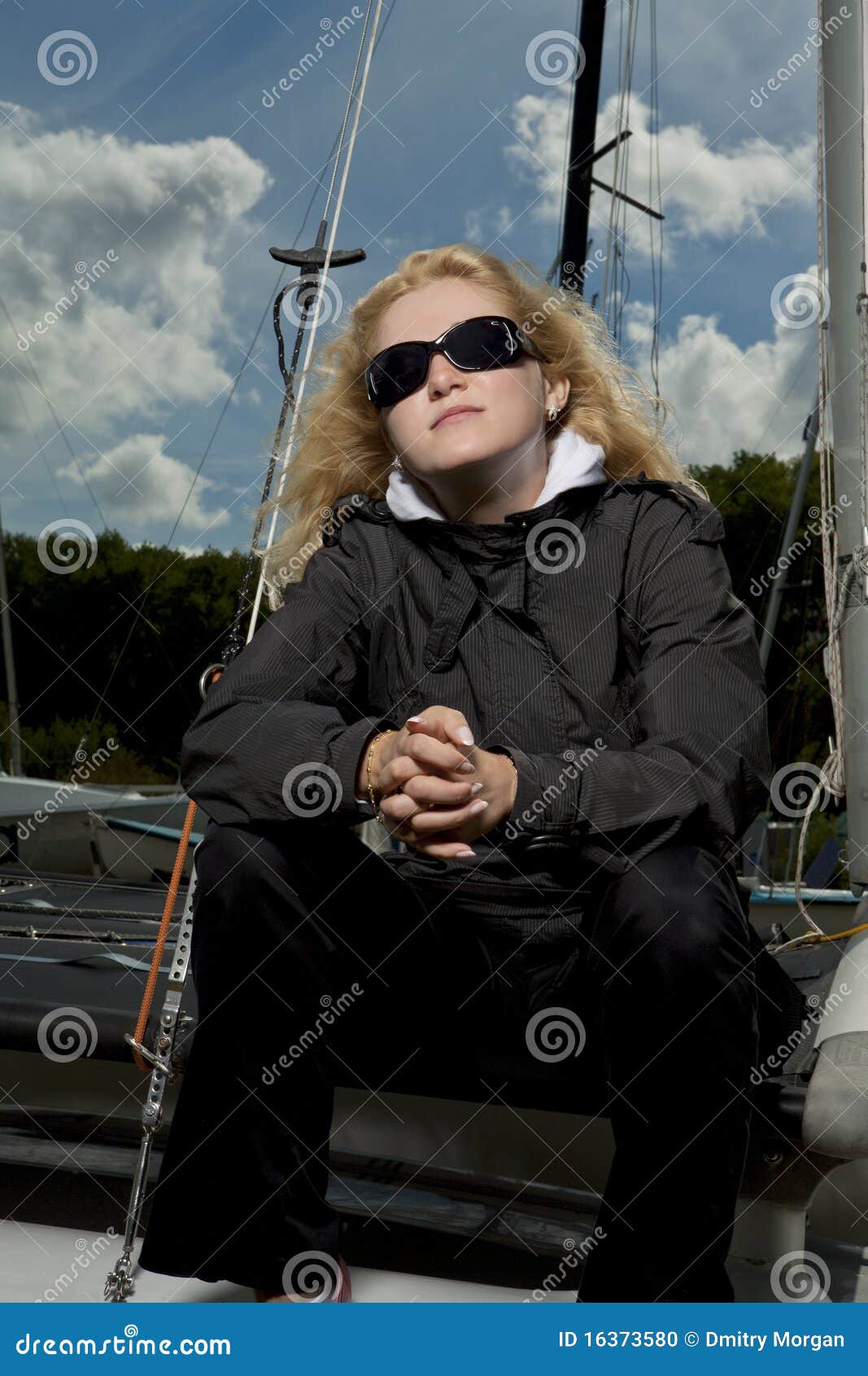 Serious Blond Female Sailor Stock Photo - Image of sunglases, nautical ...