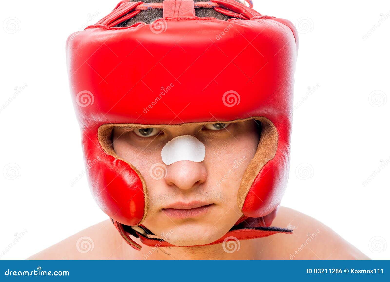 Serious Boxers Face in a Red Helmet Stock Photo - Image of fight ...
