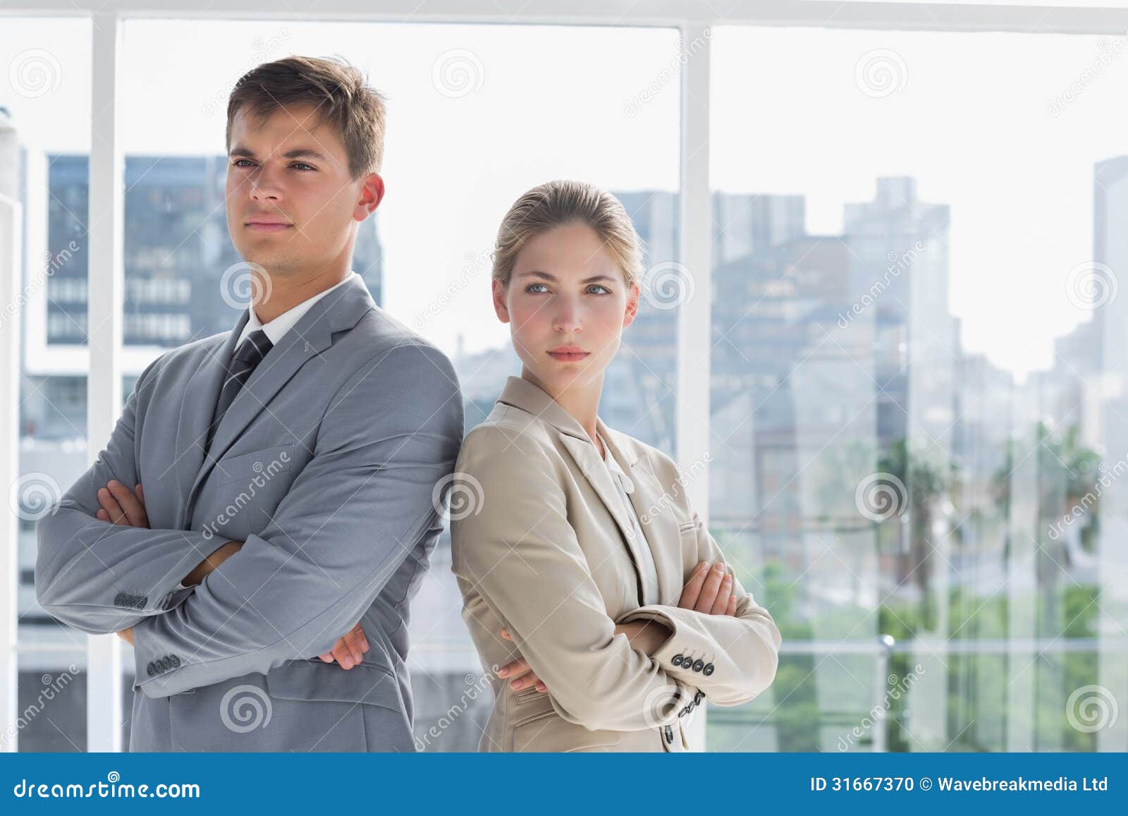 Serious Business Colleagues Standing Together Stock Photo - Image of ...