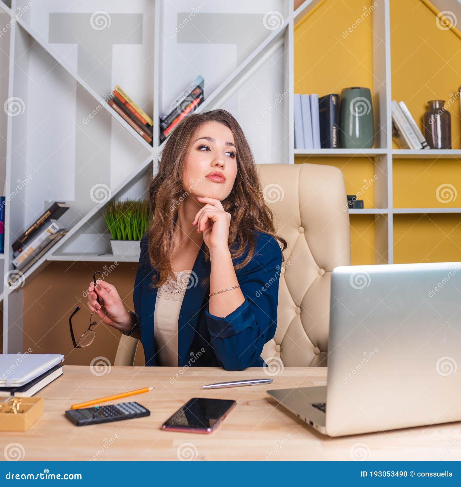 Serious Business Lady is Thinking about Solving a Business Problem ...