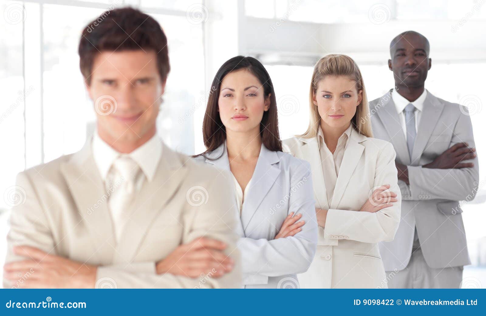 Serious Business Man with Business Team Stock Photo - Image of group ...