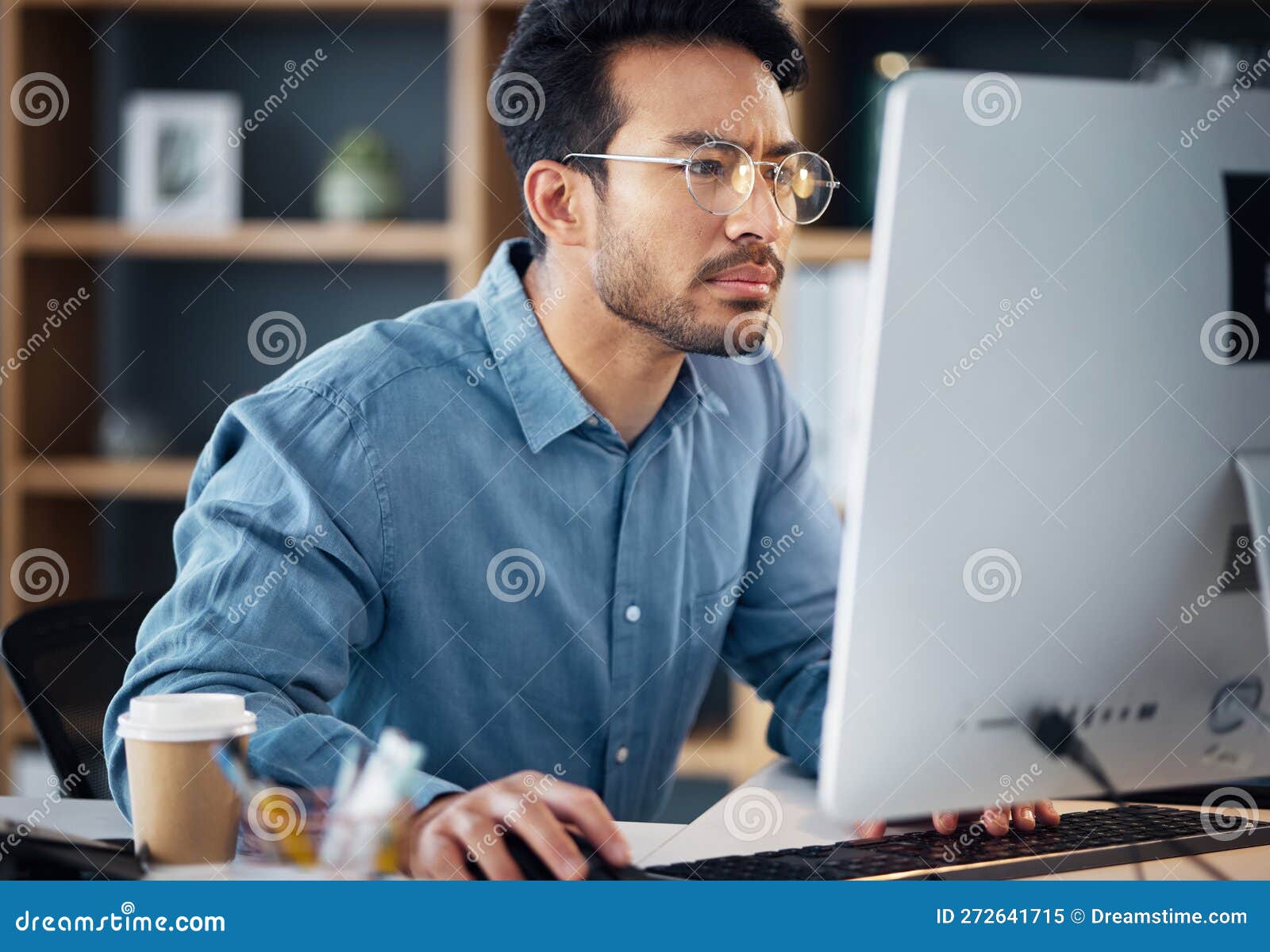 Serious, Business Man and Confused on Computer, Internet Research and ...