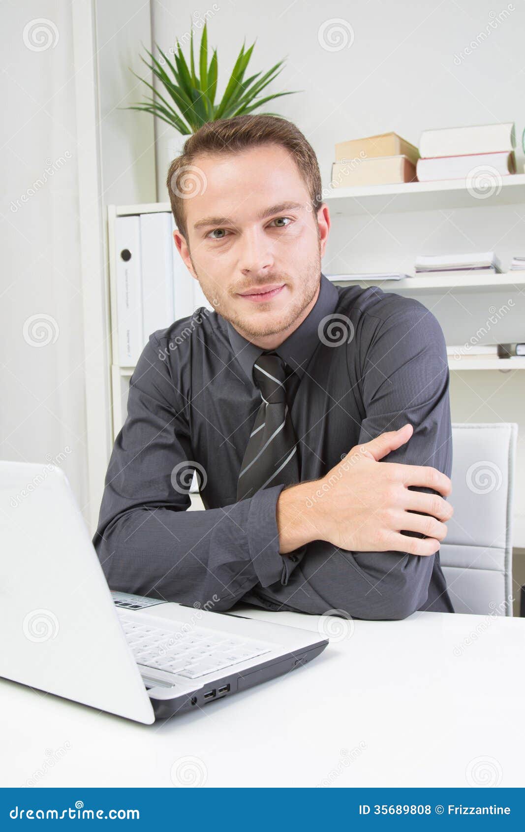 Serious Business Man with Laptop Stock Photo - Image of advisor ...