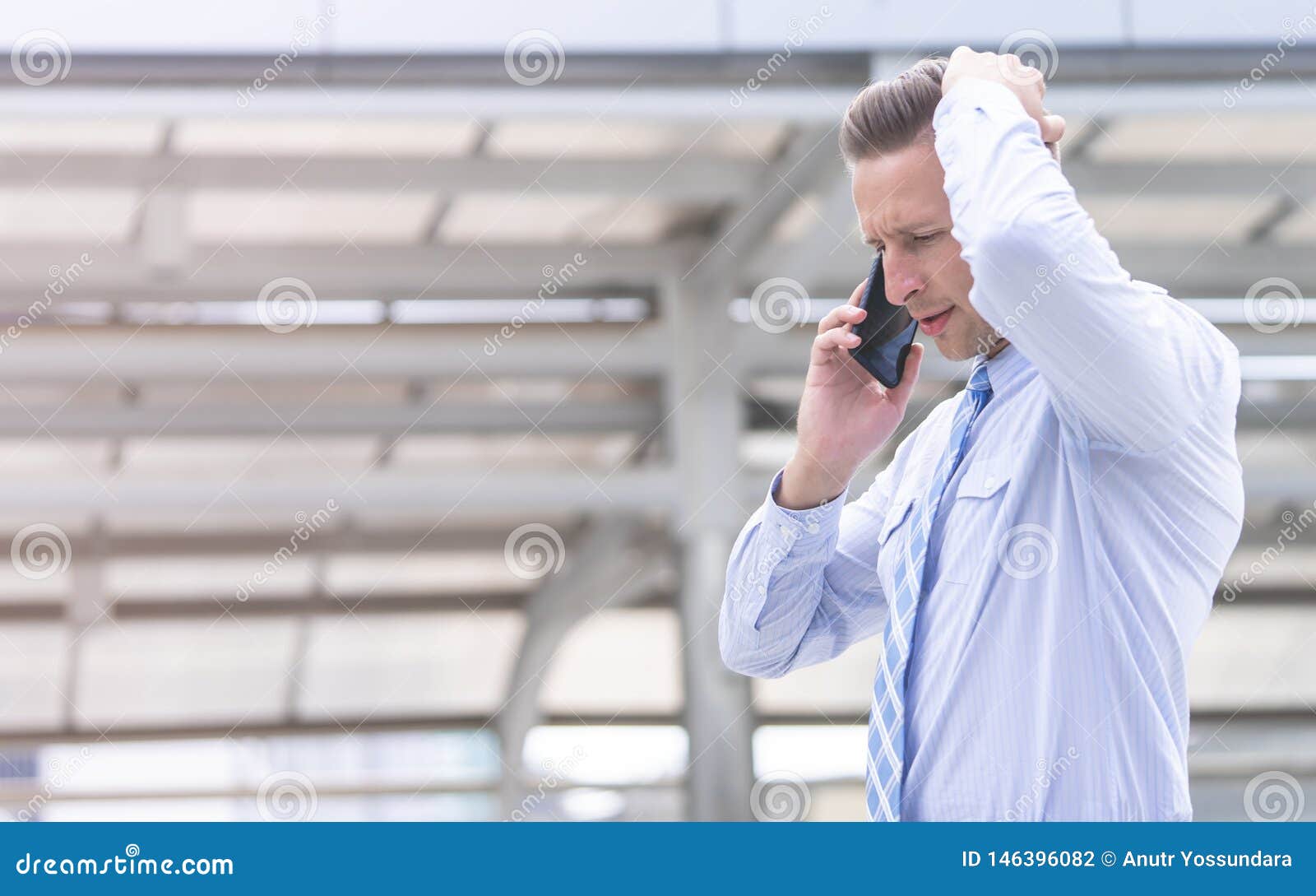 Serious Business Man Using Mobile Phone Outdoor Stock Photo - Image of ...