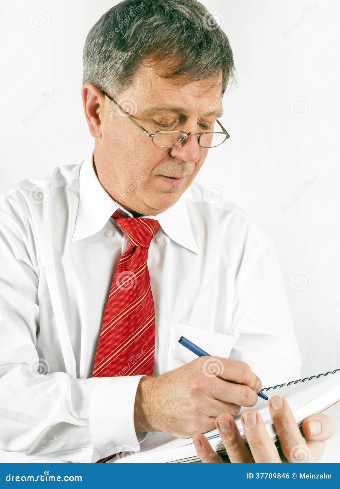Serious Business Man Writing Stock Photo - Image of beautiful, face ...