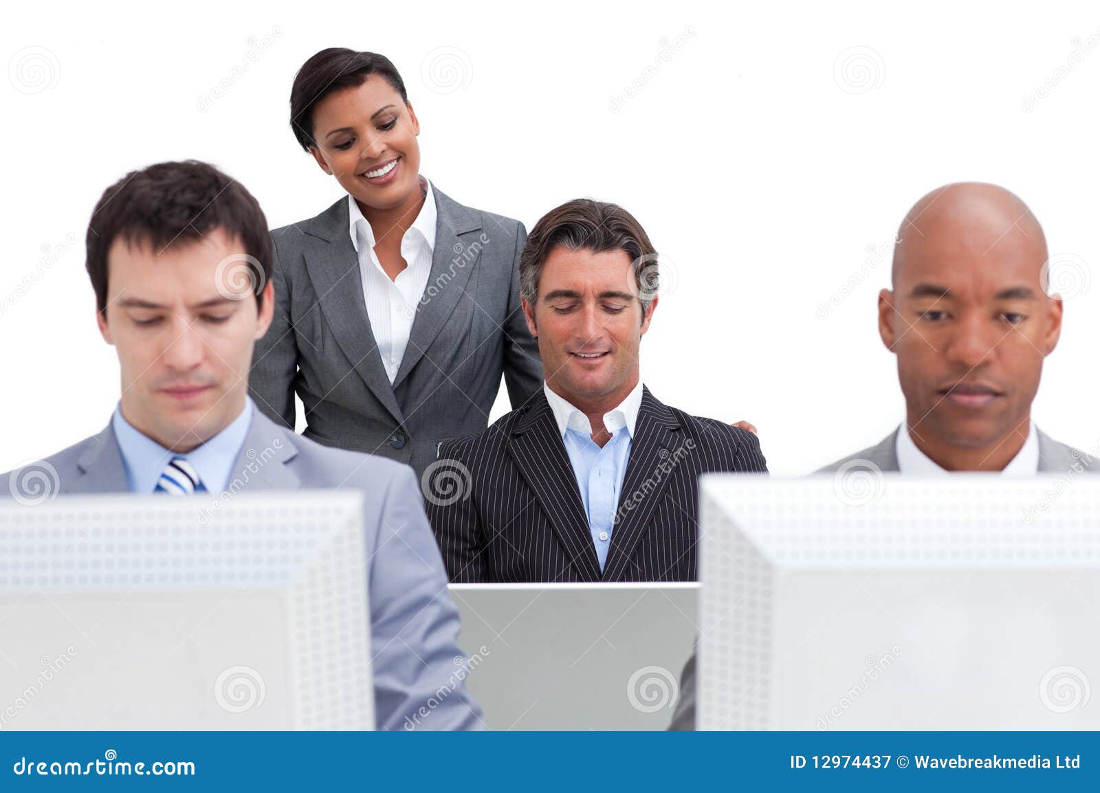 Serious Business People Working at Computers Stock Image - Image of ...
