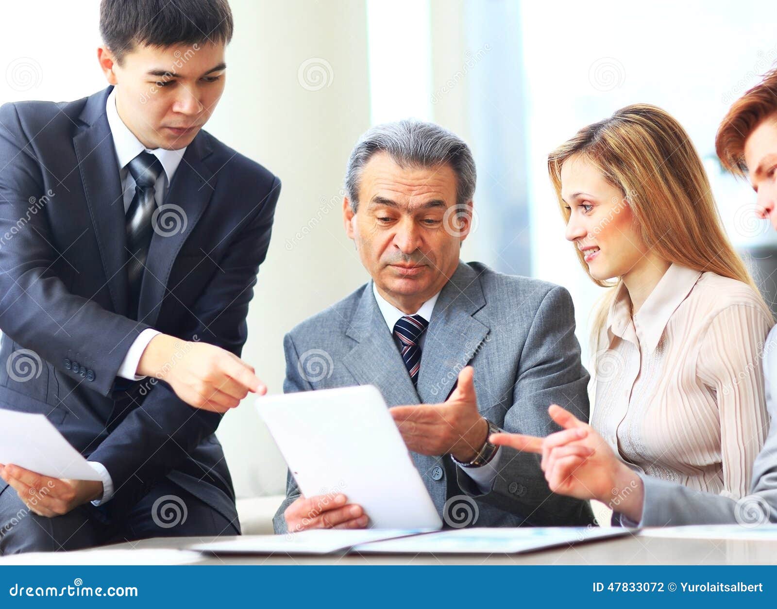 Serious business team stock photo. Image of chart, computers - 47833072