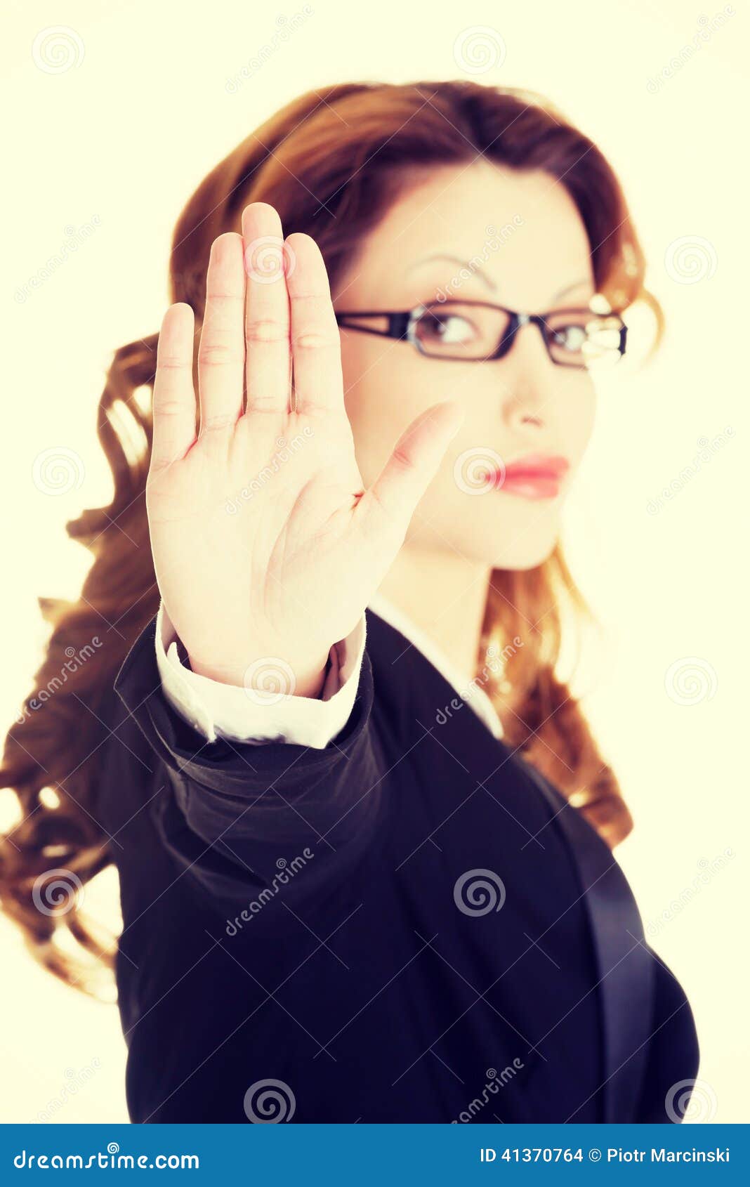 Serious Business Woman Gesturing Stop Sign Stock Photo - Image of person, discontent: 41370764