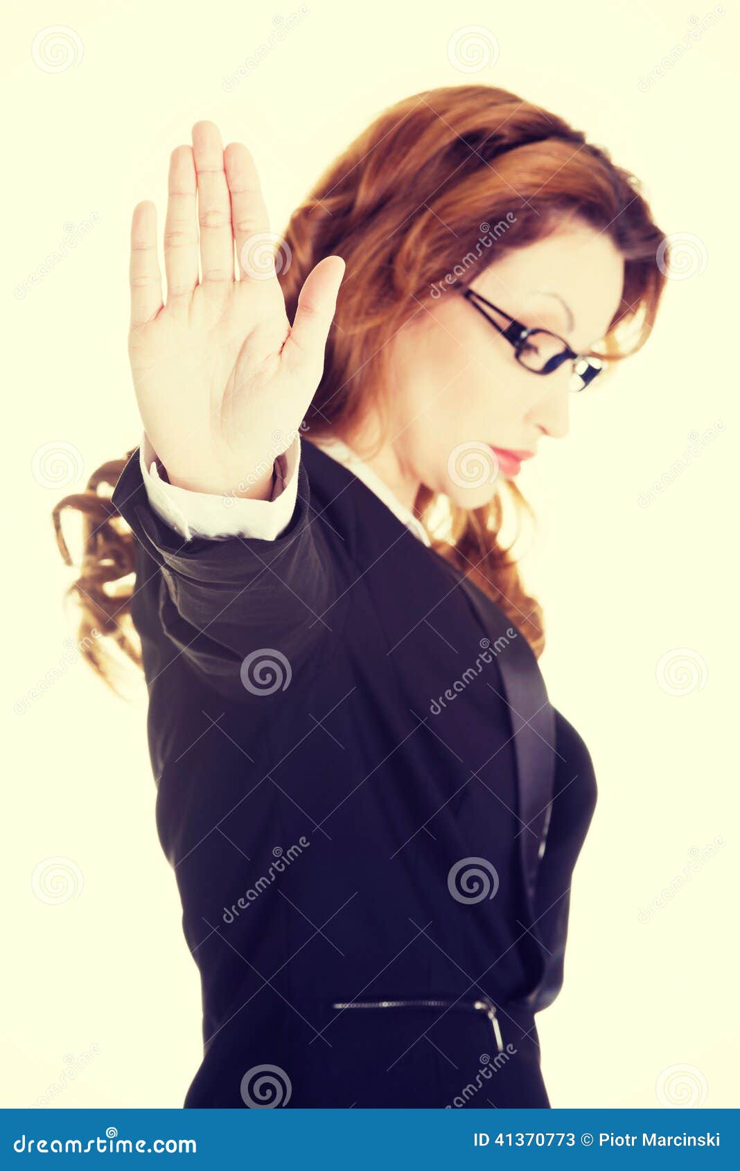 Serious Business Woman Gesturing Stop Sign Stock Image - Image of ...