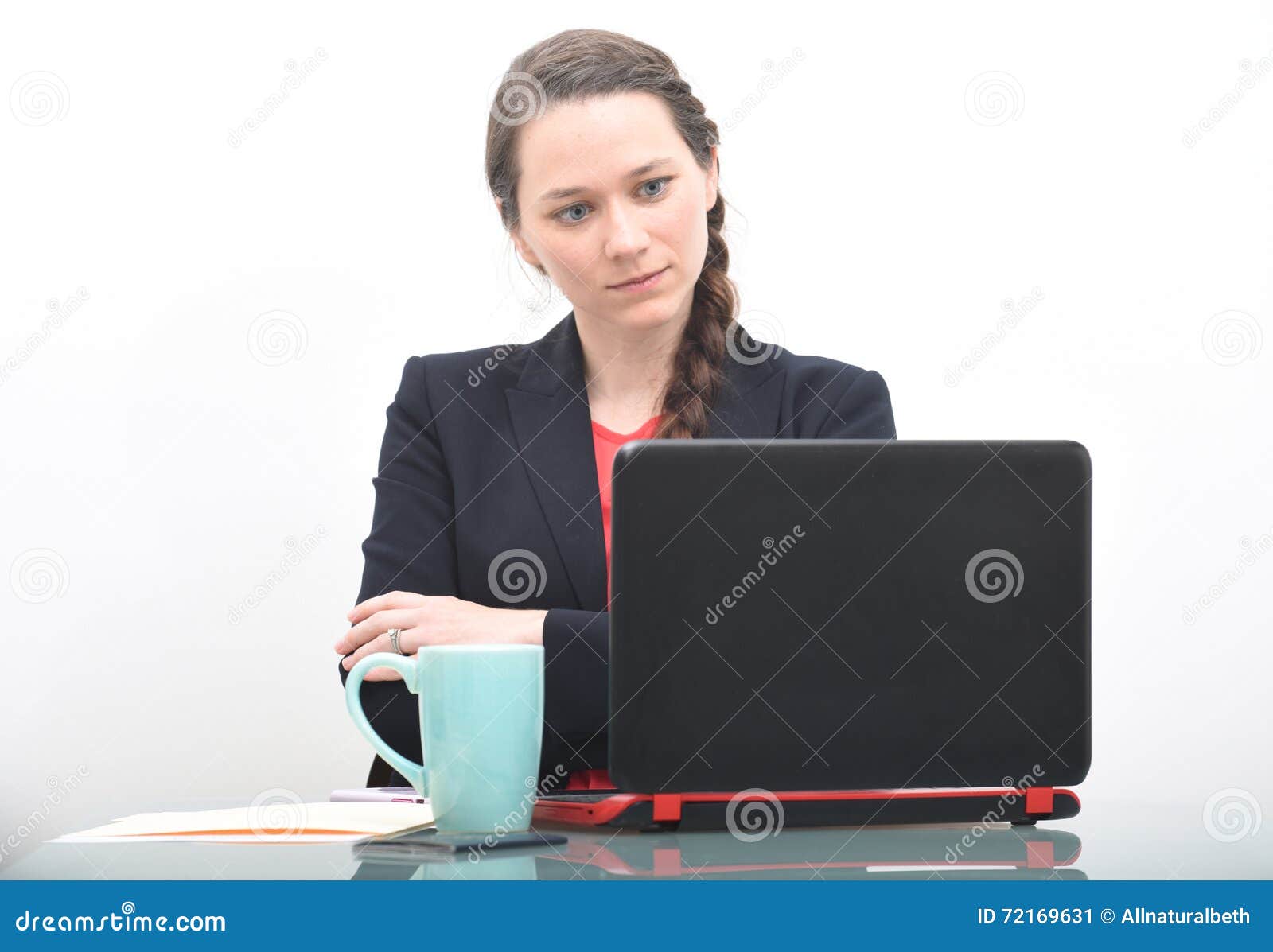Serious Business Woman Looking at Computer Stock Image - Image of ...