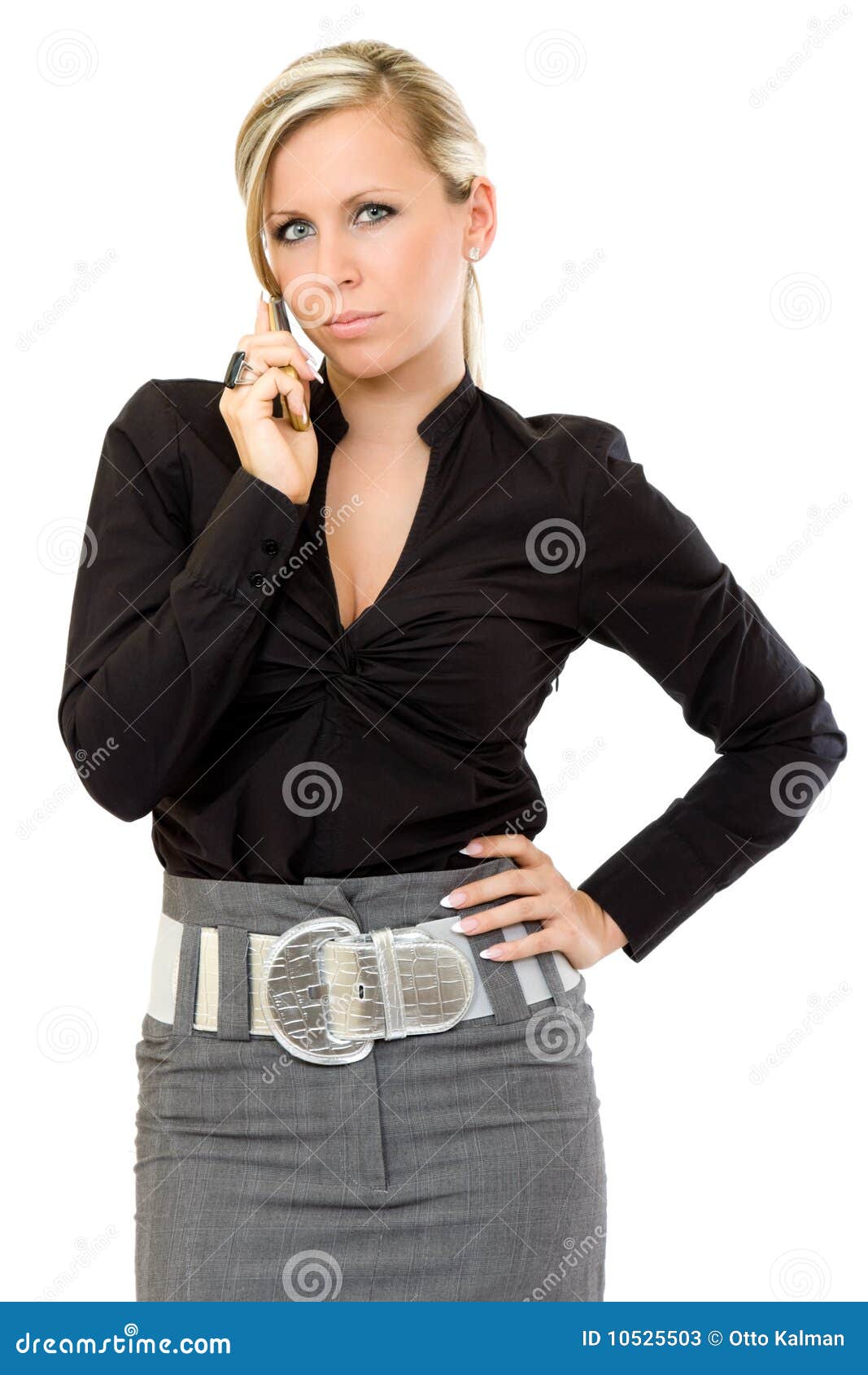 Serious Business Woman Making a Call Stock Image - Image of phone, belt ...