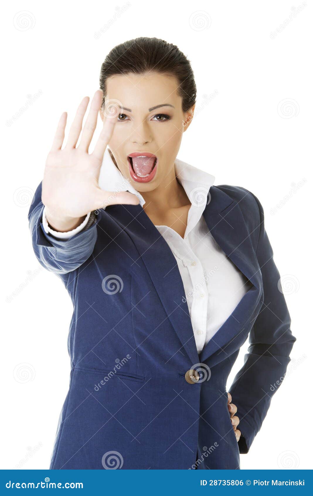 Serious Business Woman Making Stop Sign Stock Photo - Image of prohibit ...