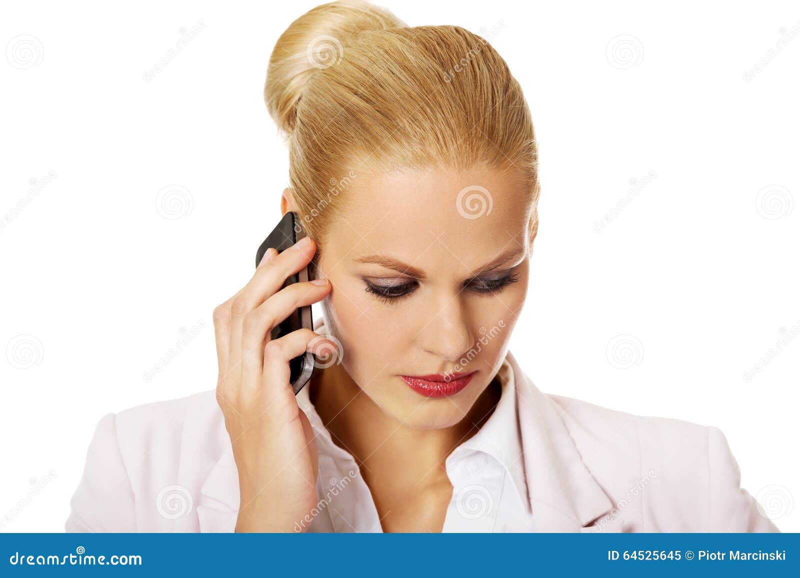 Serious Business Woman Talking Through A Mobile Phone Stock Image