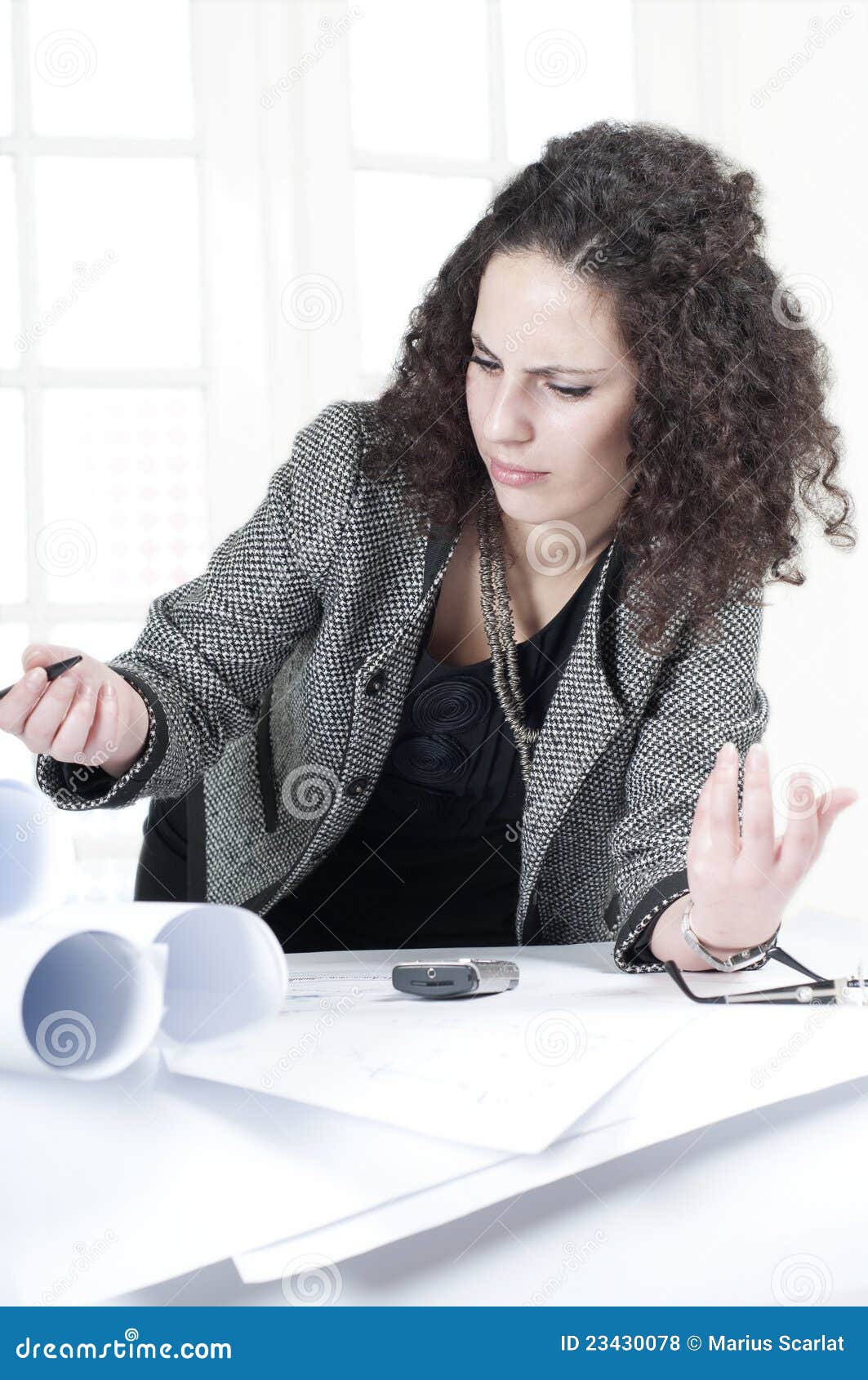 Serious Business Woman at Work Stock Photo - Image of documents ...