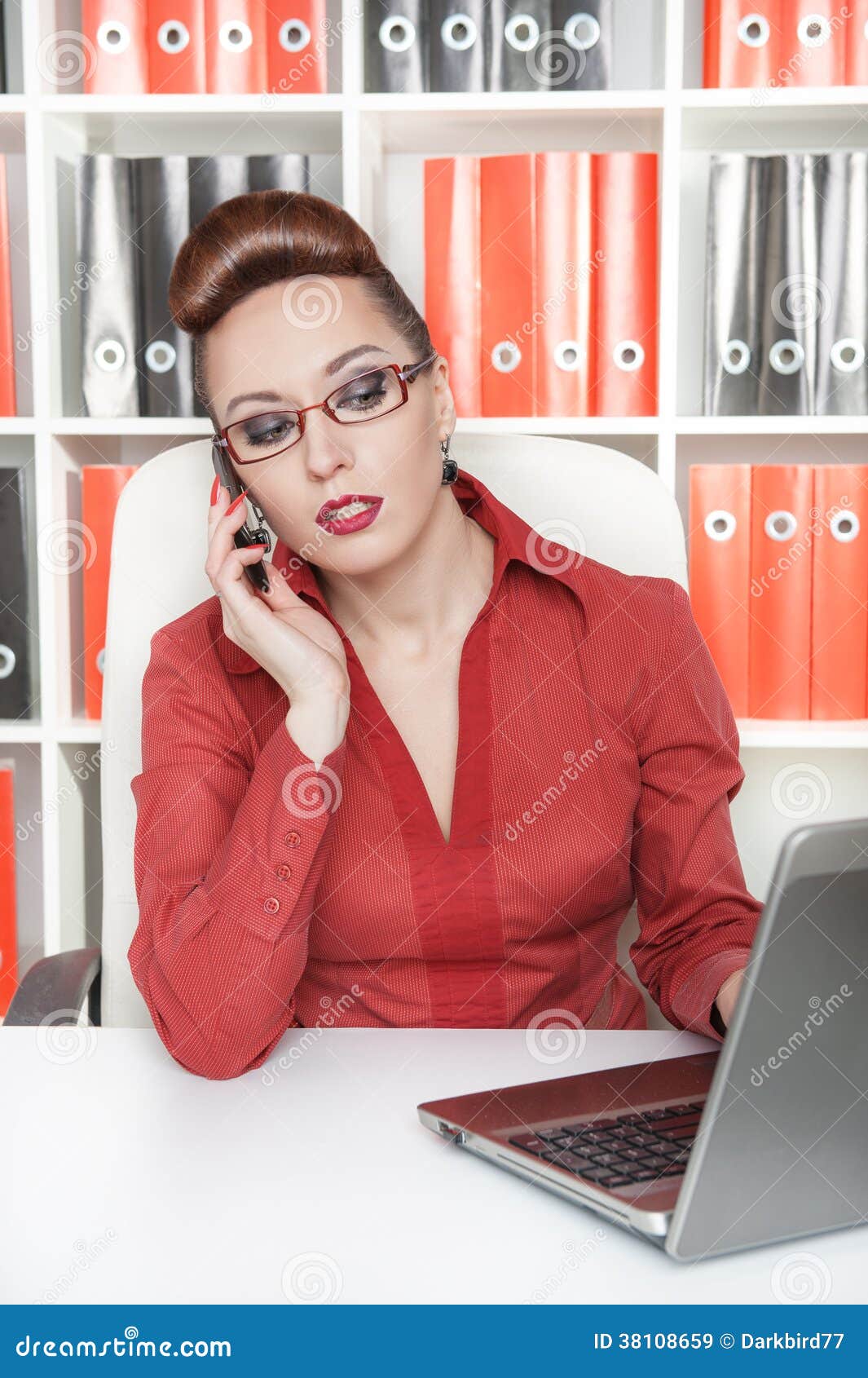 Serious Business Woman Workin Stock Image - Image of person, business ...