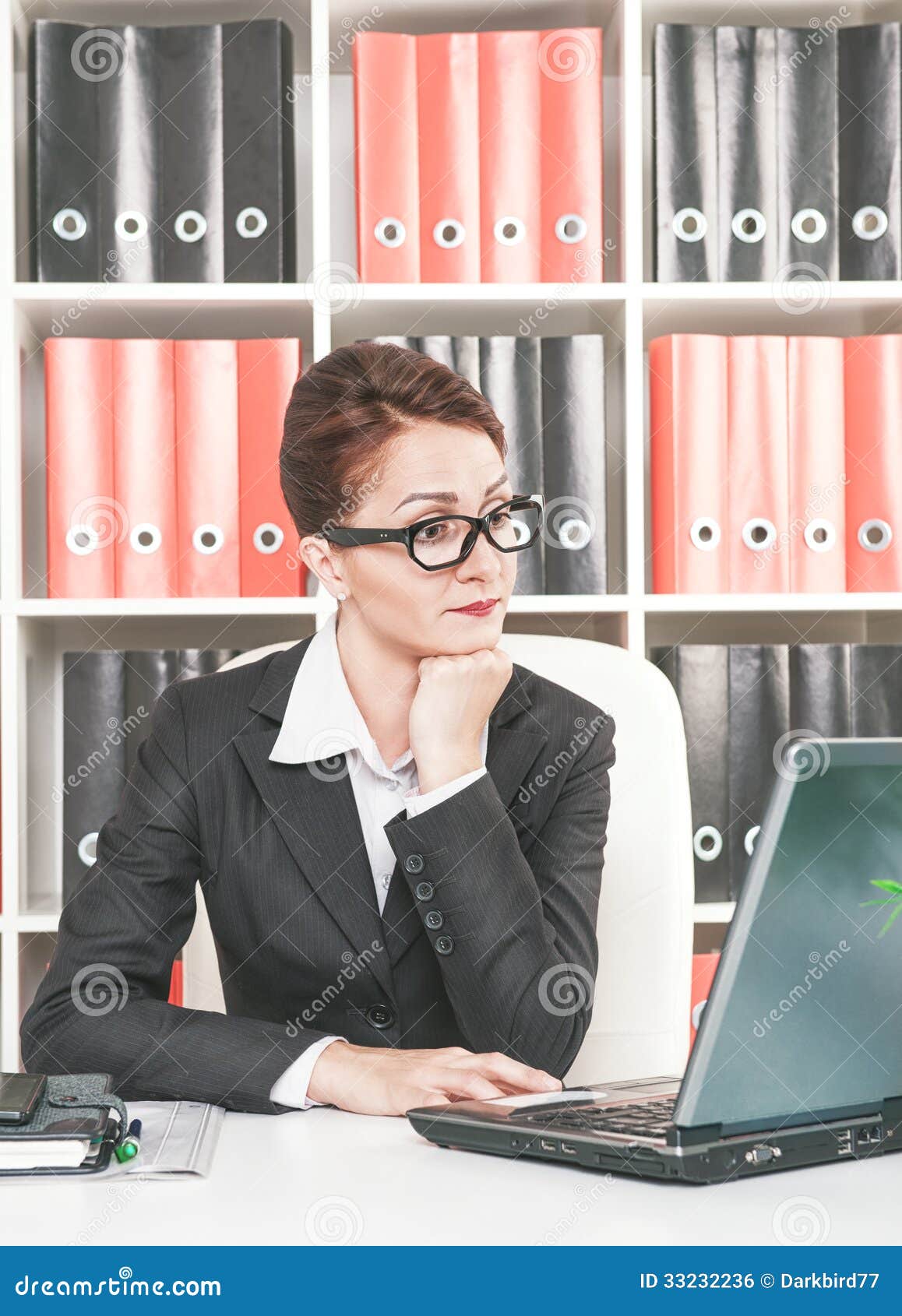 Serious Business Woman Working Stock Photo - Image of person, employee ...