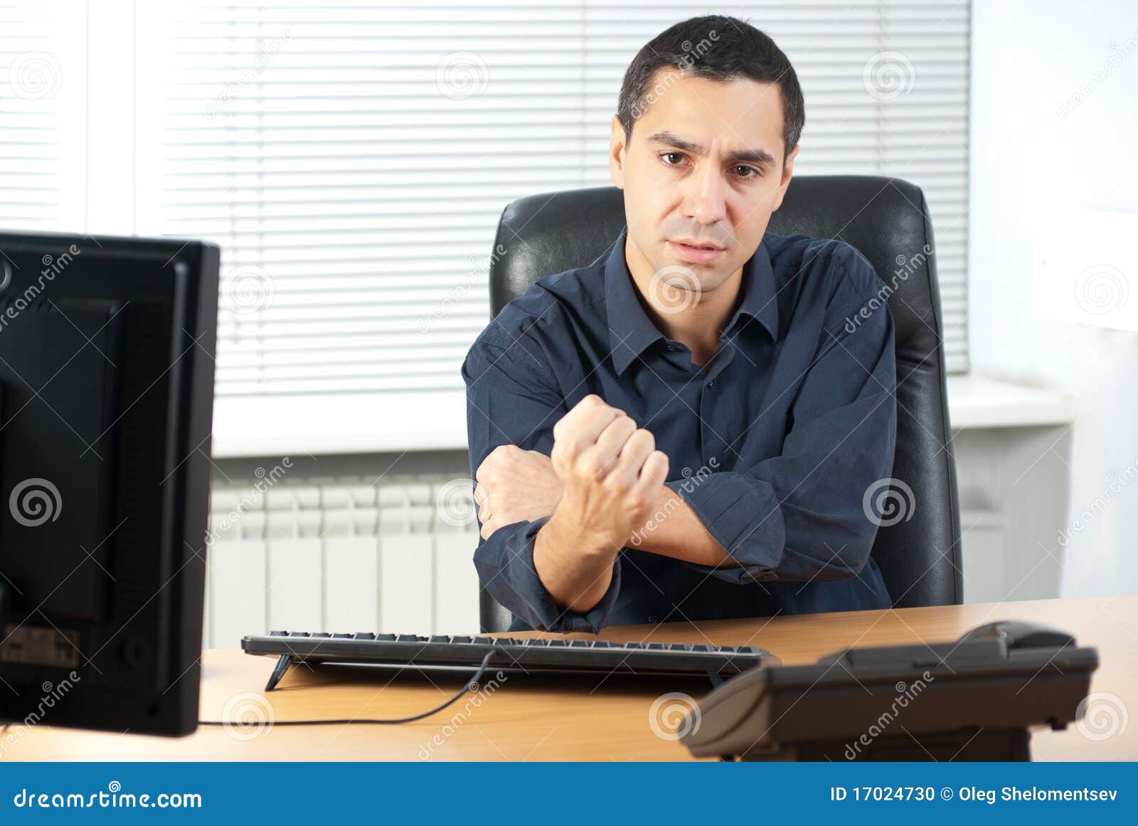 Serious businessman stock photo. Image of portrait, monitor - 17024730