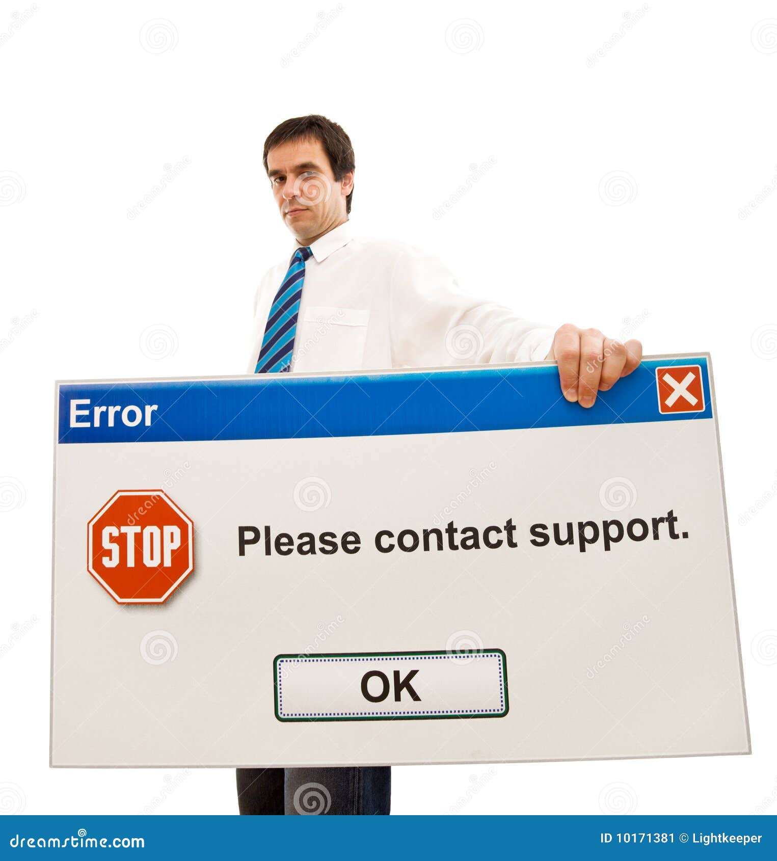 Serious Businessman with Computer Message Stock Image - Image of ...