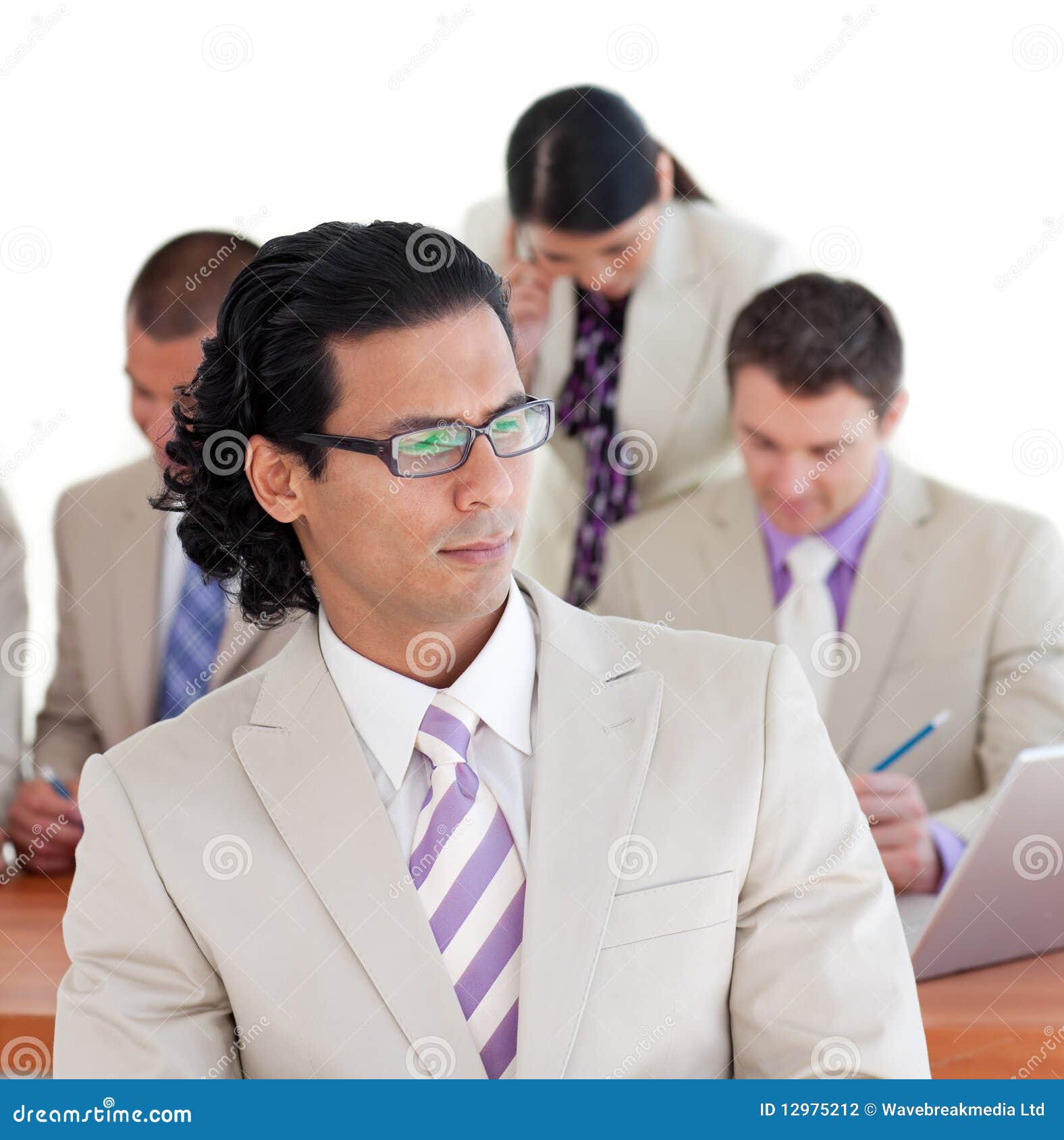 Serious Businessman with His Team Stock Photo - Image of company ...