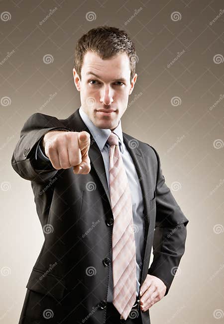 Serious Businessman Pointing Accusing Finger Stock Photo - Image of ...
