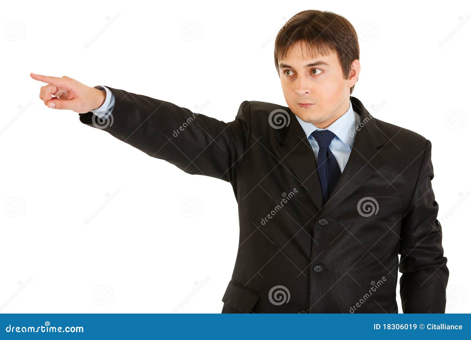 Serious Businessman Pointing Finger in Corner Stock Image - Image of ...