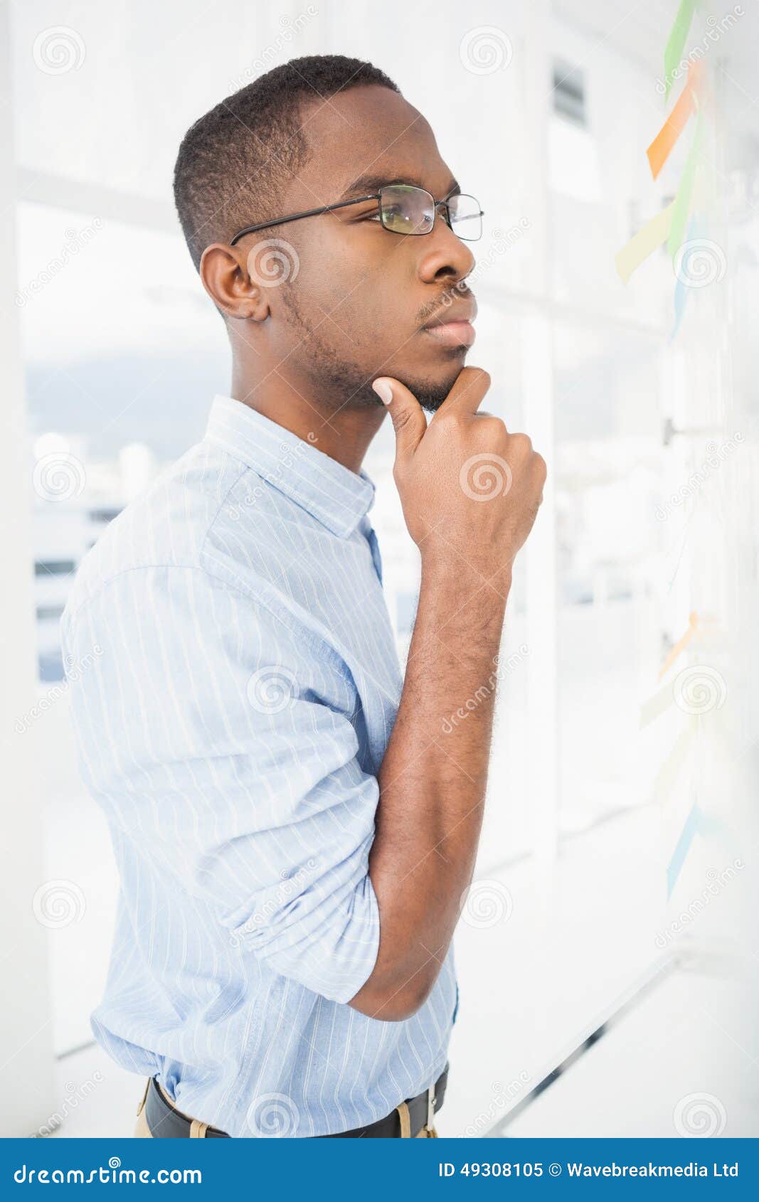 Serious Businessman Thinking with Hand on Chin Stock Image - Image of ...
