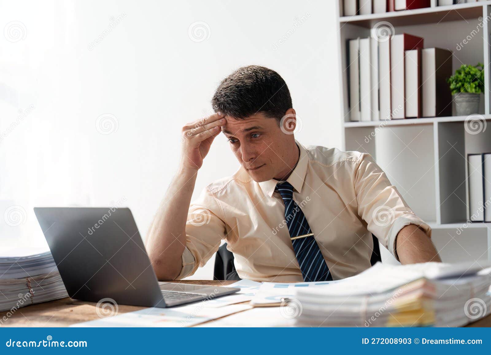 Serious Businessman Thinking Hard of Problem Solution Working in Office ...
