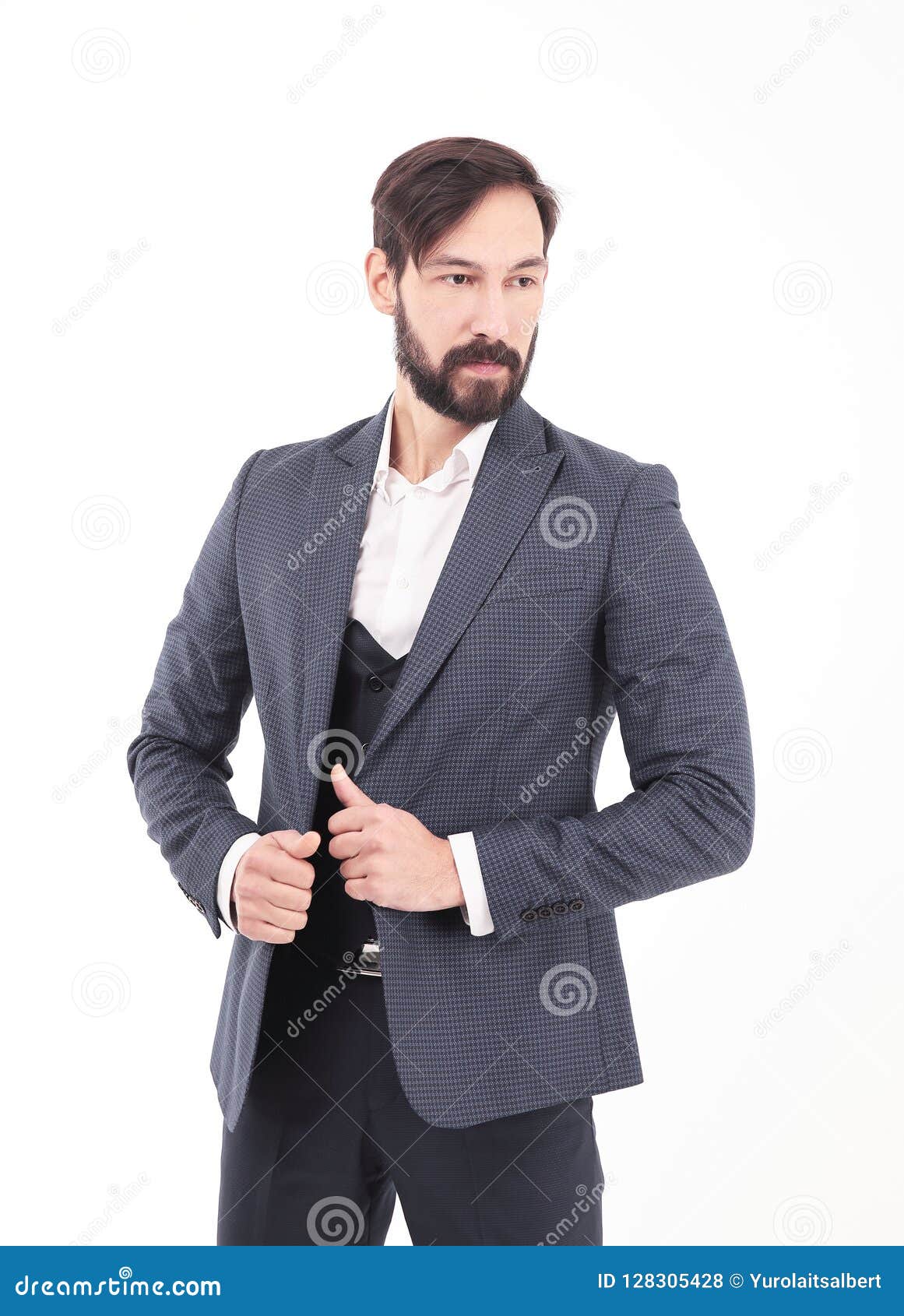 Serious Businessman in an Unbuttoned Jacket.isolated on White Stock ...
