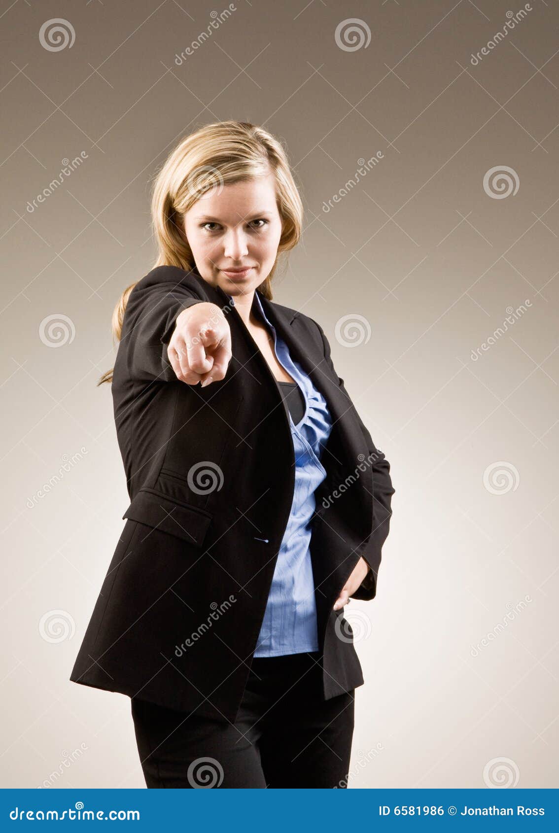 Serious Businesswoman Pointing Accusing Finger Stock Photo - Image of ...