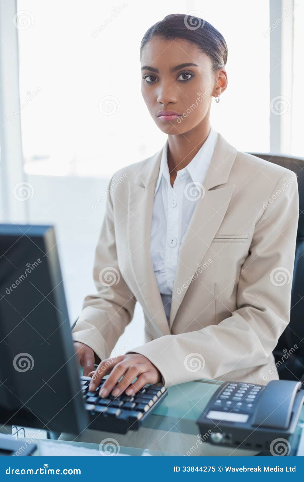 Serious Businesswoman Working on Her Computer Stock Image - Image of ...