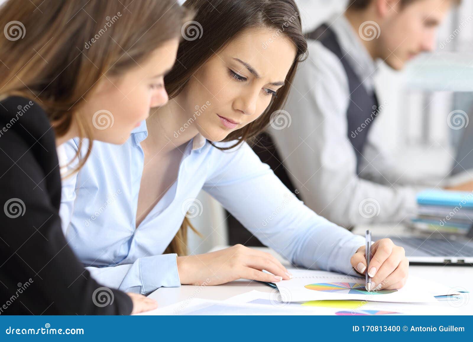 Serious Businesswomen Working Together Stock Photo - Image of ...