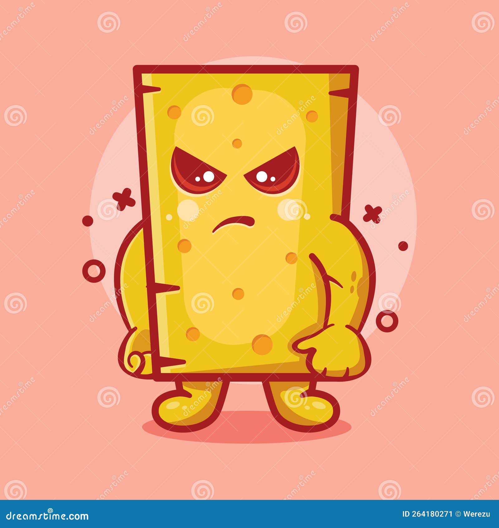 Serious Cheese Character Mascot with Angry Expression Isolated Cartoon ...