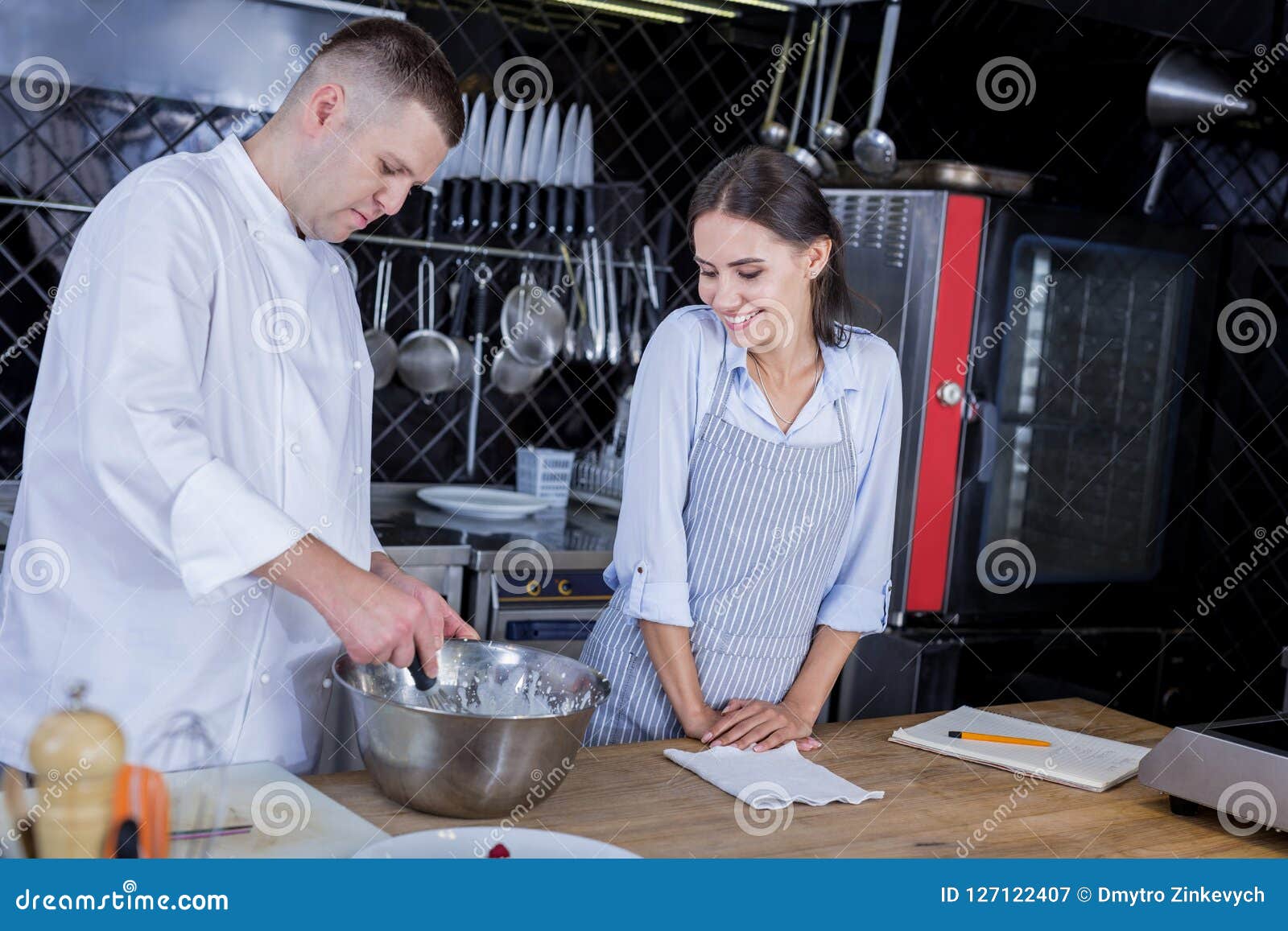 Serious Chef Showing Different Ways of Cooking a Dessert Stock Image ...