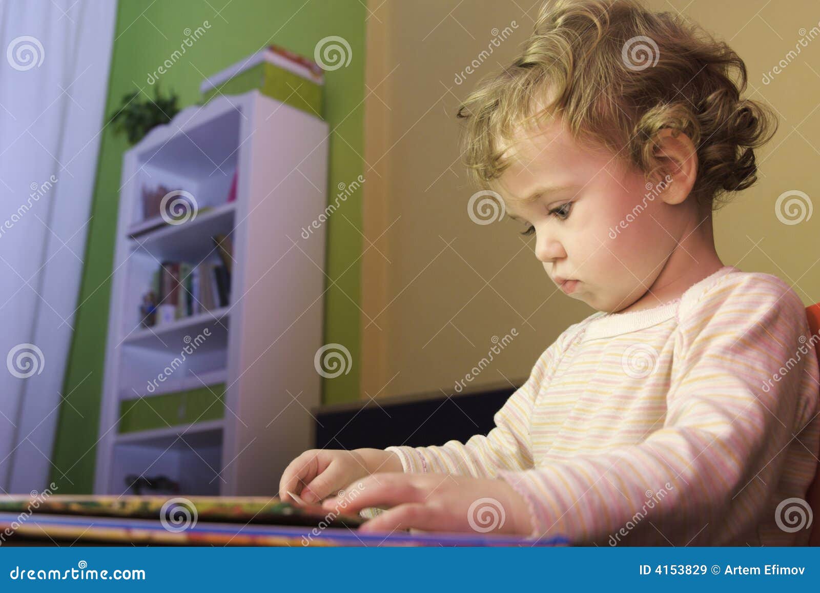 Serious child stock image. Image of baby, cards, little - 4153829