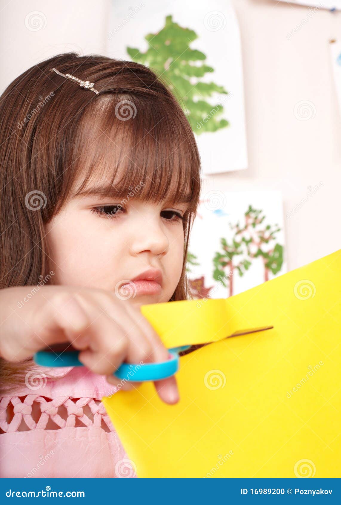 Serious Child Cutting Paper. Stock Photo - Image of girl, elementary ...