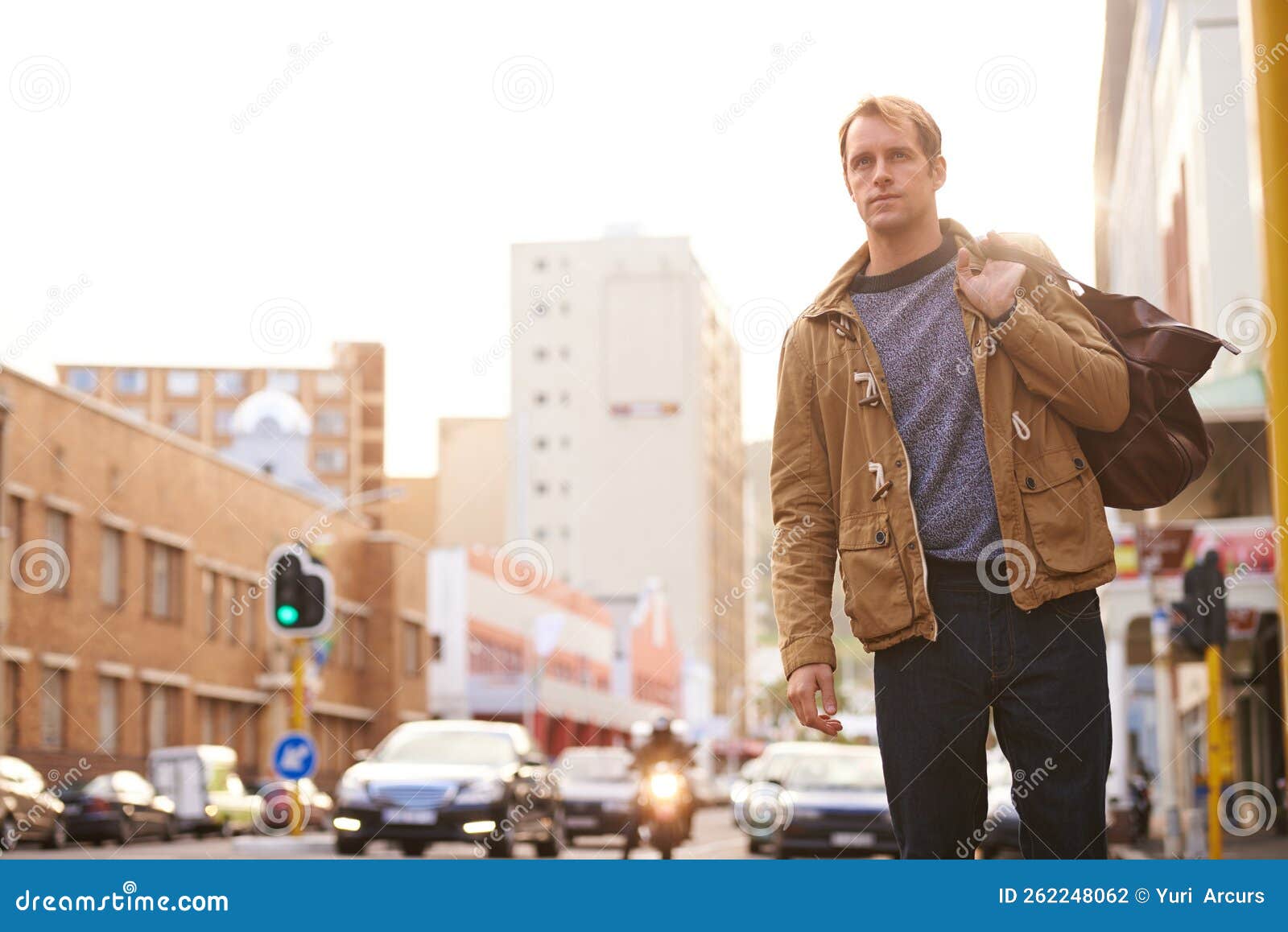 Serious City Strolling. an Attractive Man Walk. Stock Photo - Image of ...