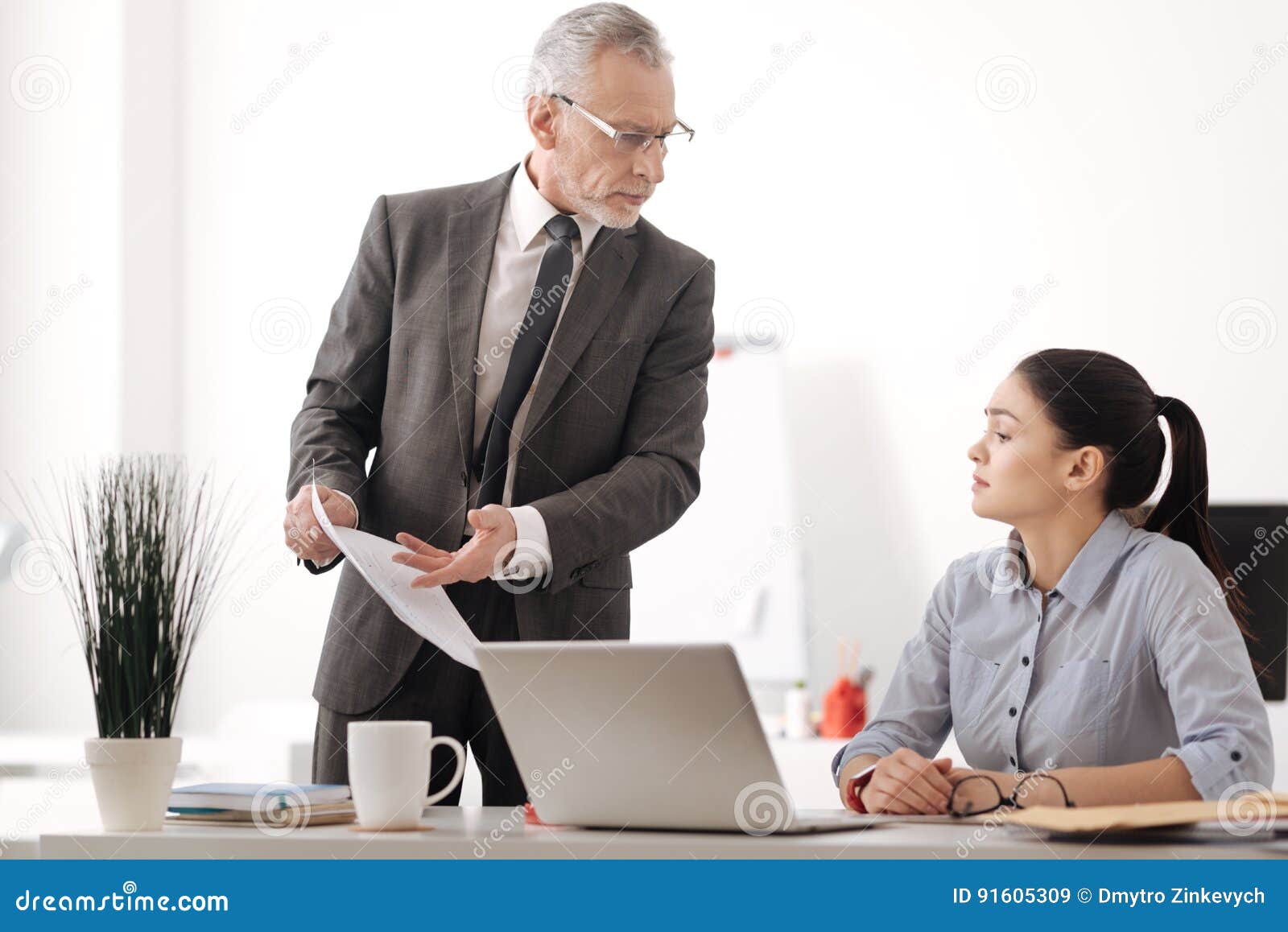 Serious Colleague Explaining New Task Stock Image - Image of project ...