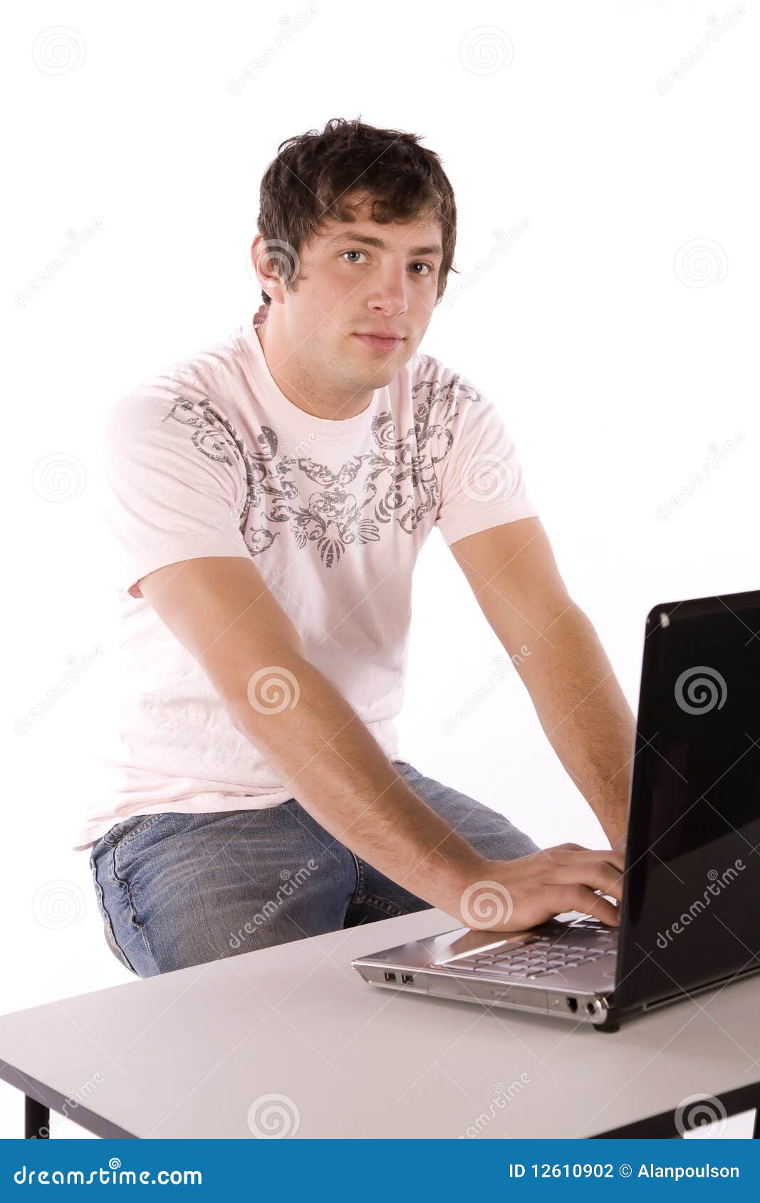 Serious computer stock photo. Image of laptop, male, good - 12610902