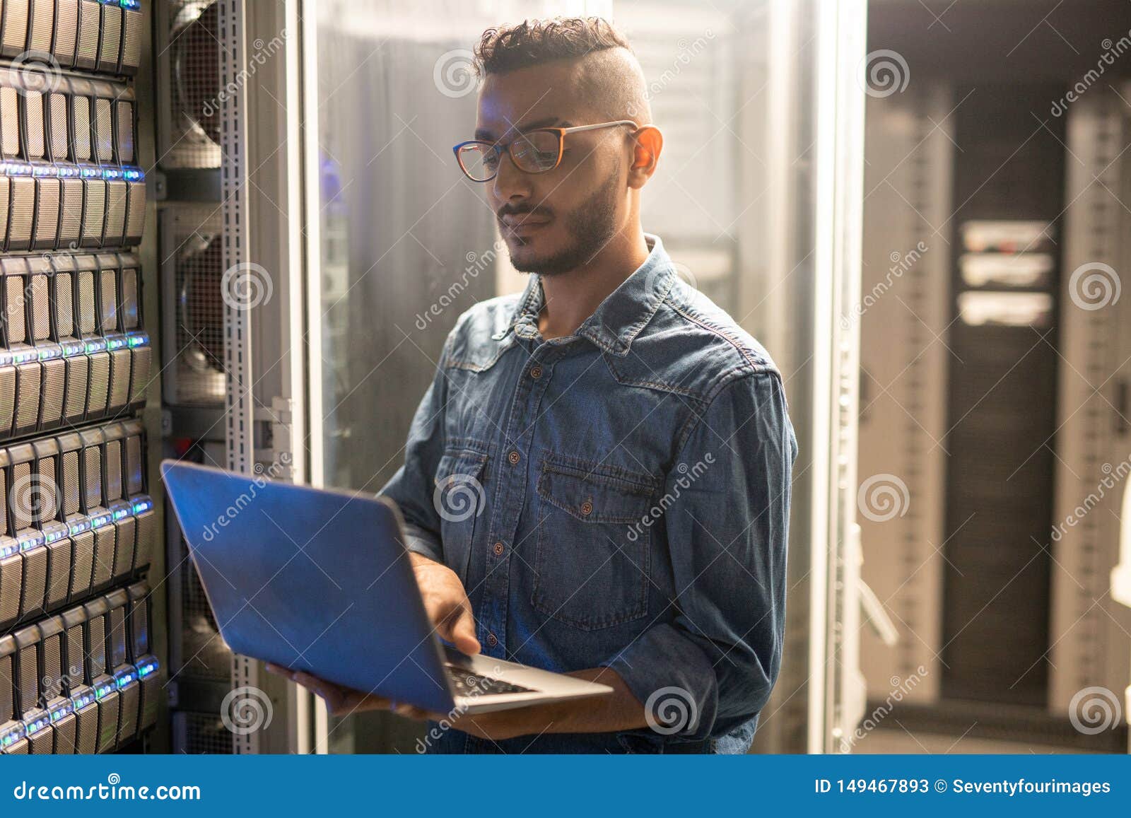 Server Specialist Doing Network Monitoring Stock Image - Image of ...
