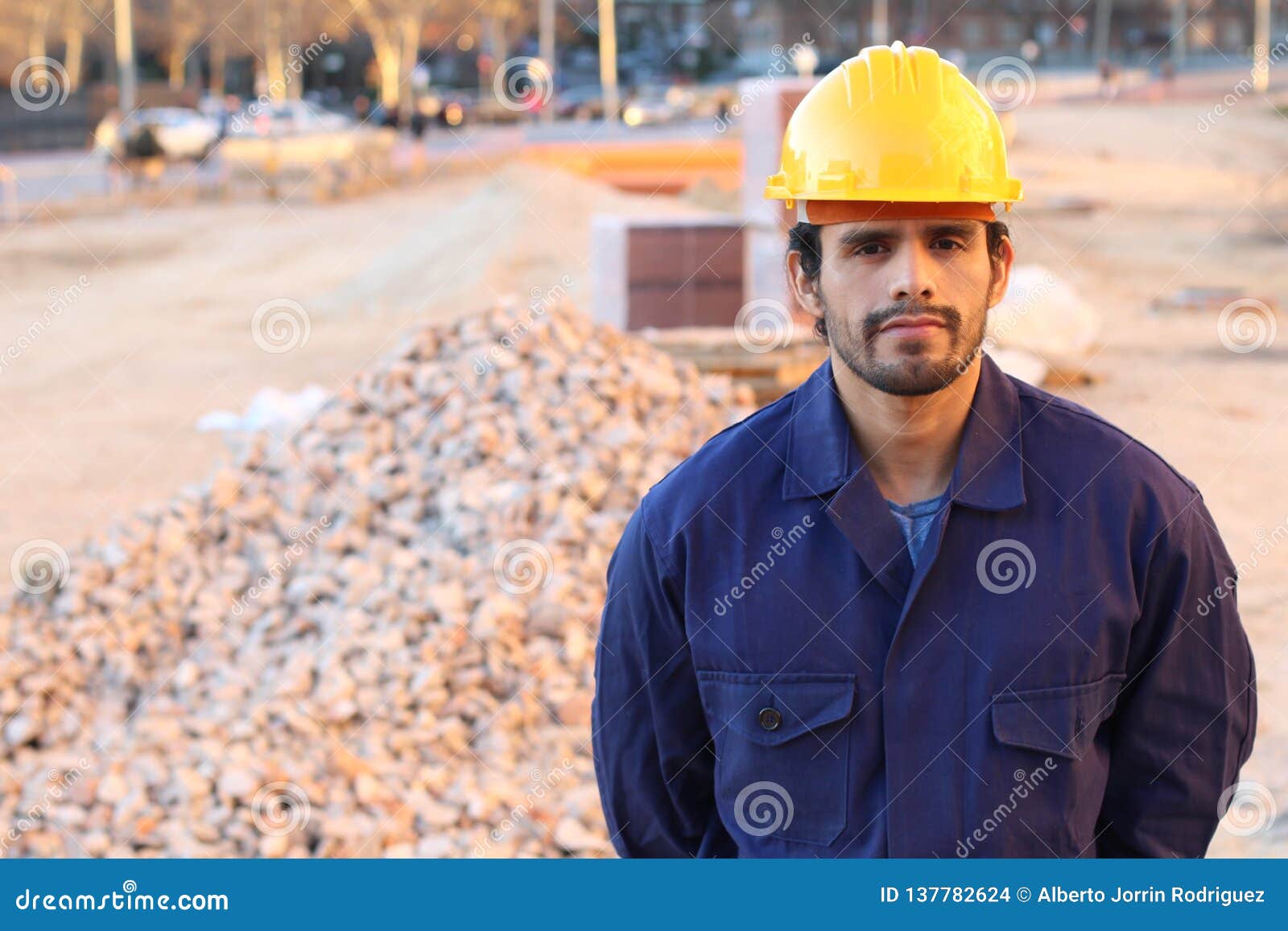 Serious Construction Worker with Copy Space Stock Photo - Image of ...