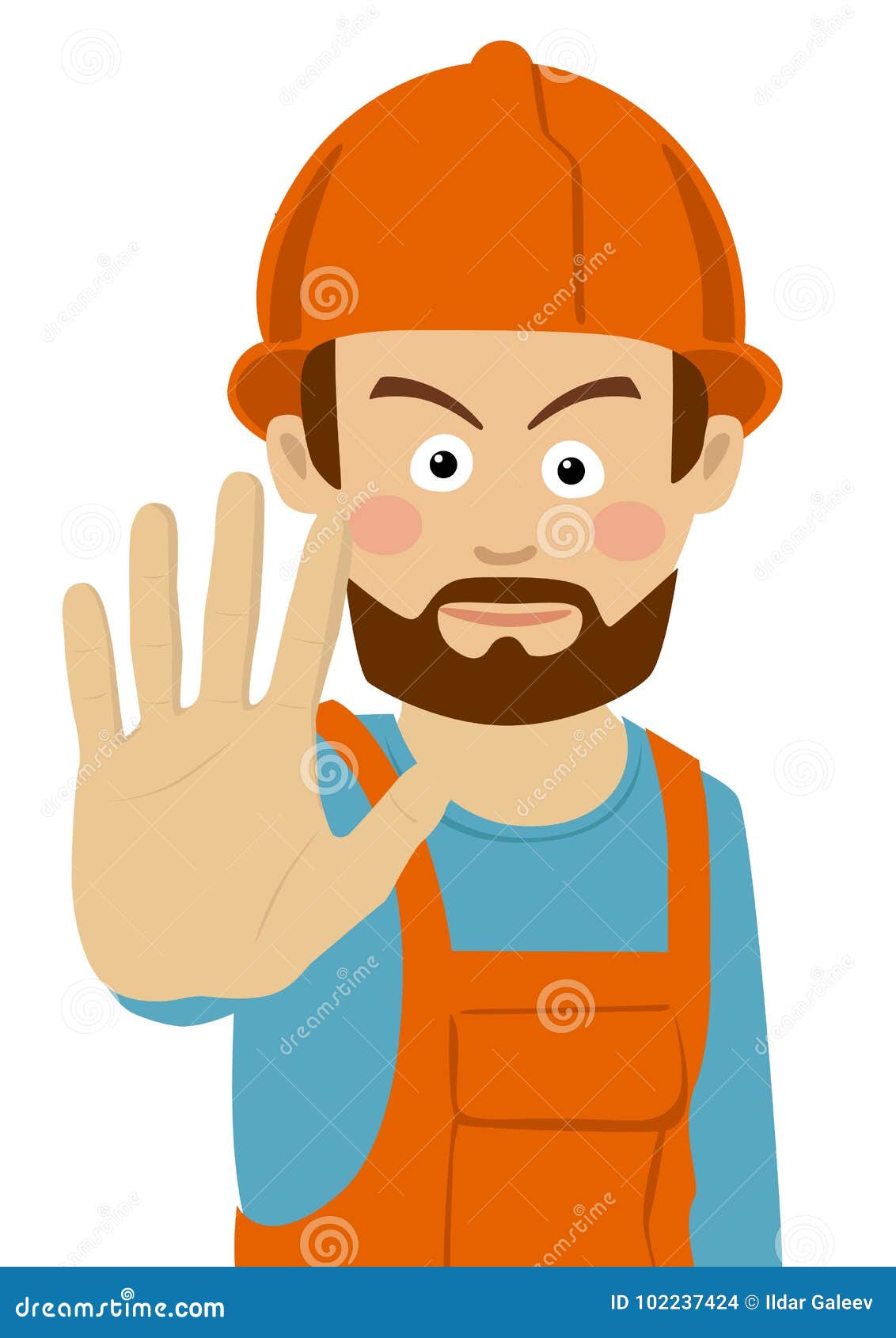Serious Construction Worker Man Showing Stop Gesture Stock Vector ... Serious Construction Worker Man Showing Stop Gesture Stock Vector ...