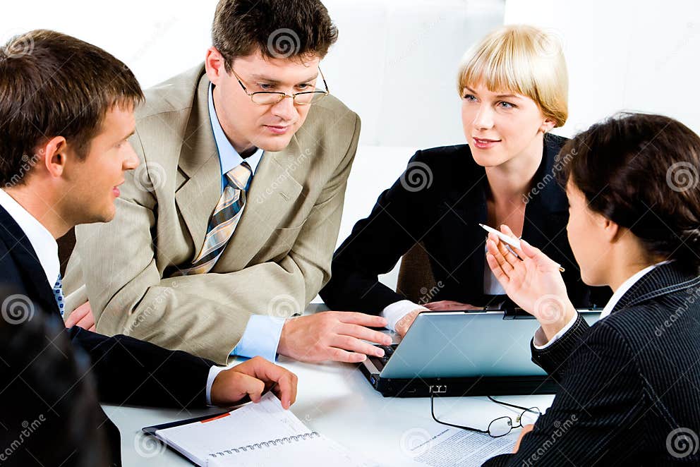 Serious conversation stock image. Image of assistant, collar - 4577375