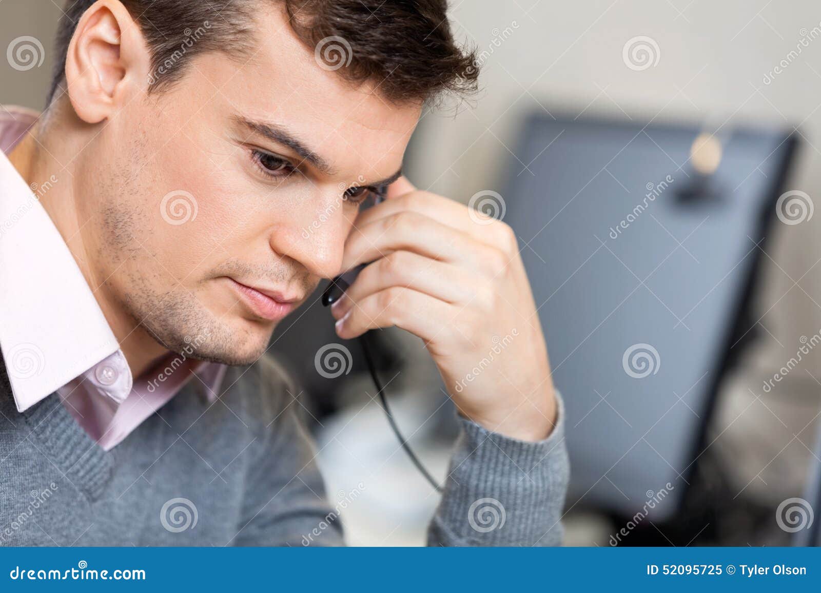 Serious Customer Service Representative in Office Stock Image - Image ...