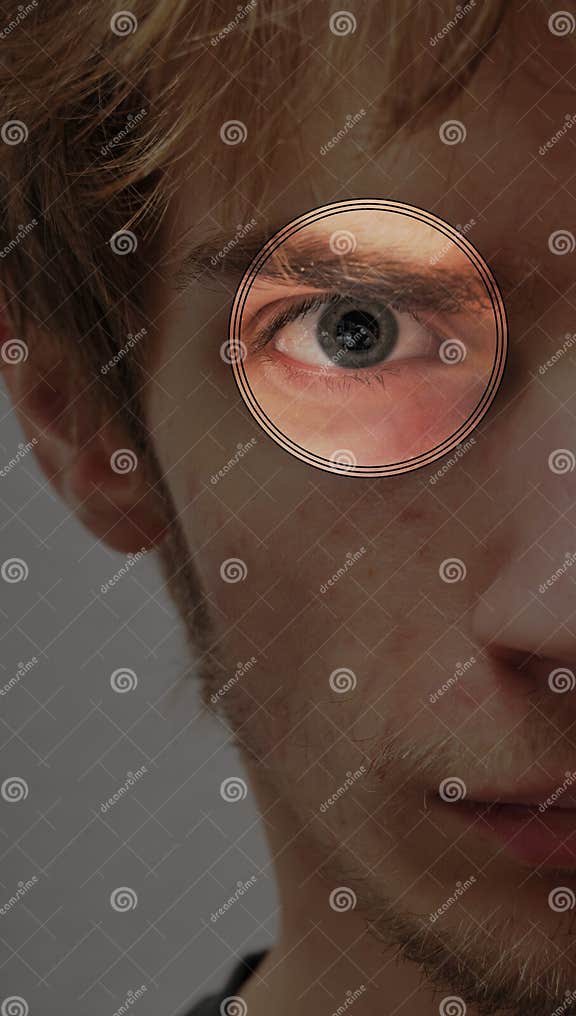 Serious Determined Young Man Eye Scan Stock Photo - Image of close ...