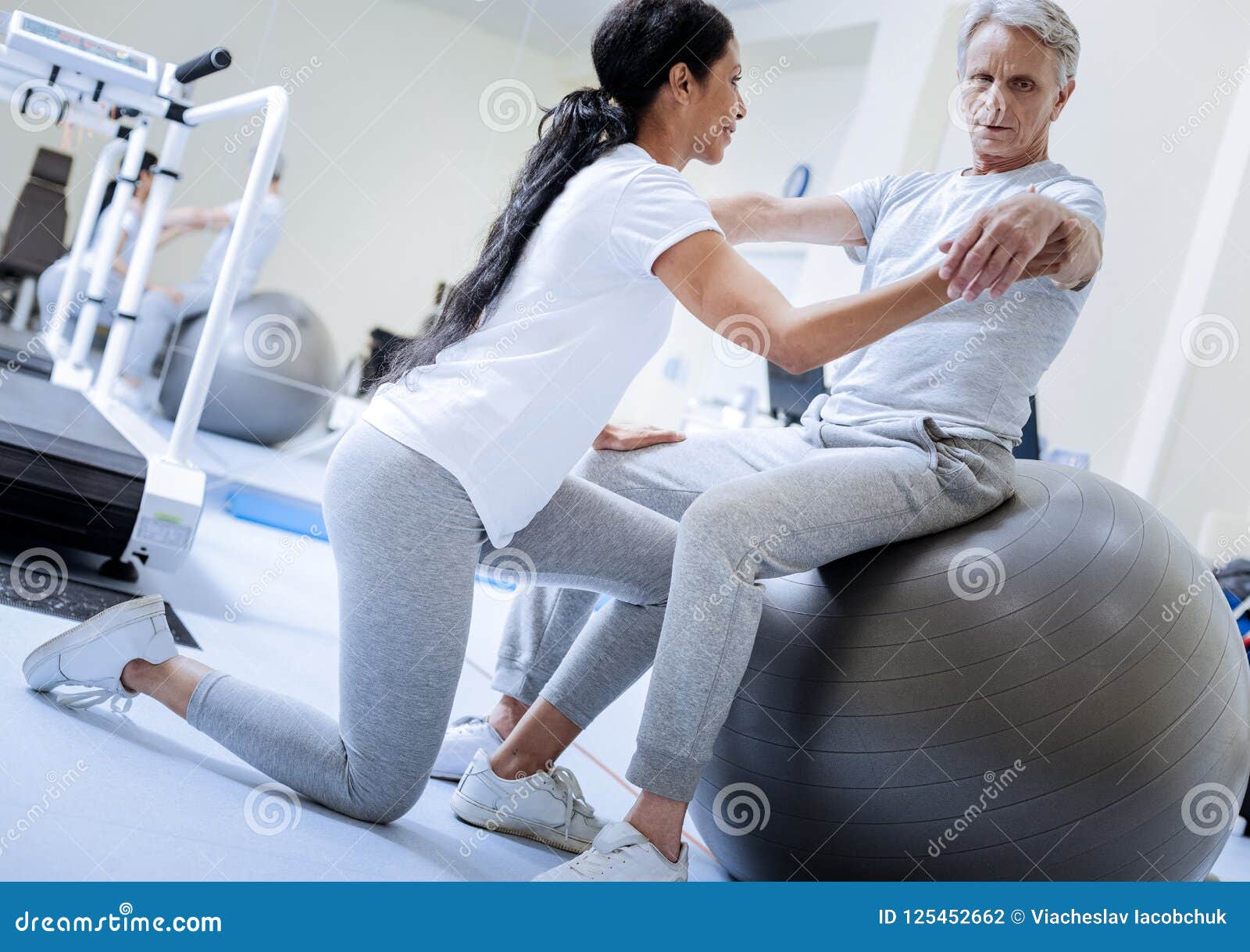 Serious Disabled Man Looking Concentrated during the Regular Exercises ...