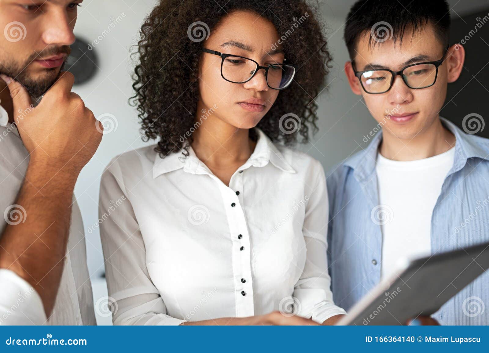 Serious Diverse Programmers Using Tablet Stock Photo - Image of ...