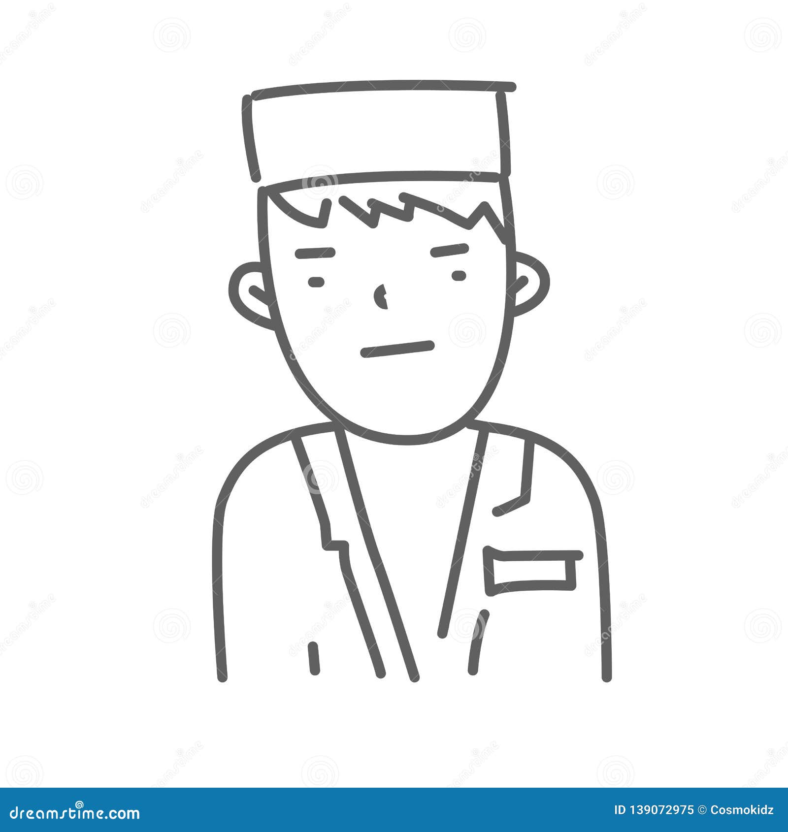 Serious Doctor. Doodle Vector Illustration Stock Vector - Illustration ...