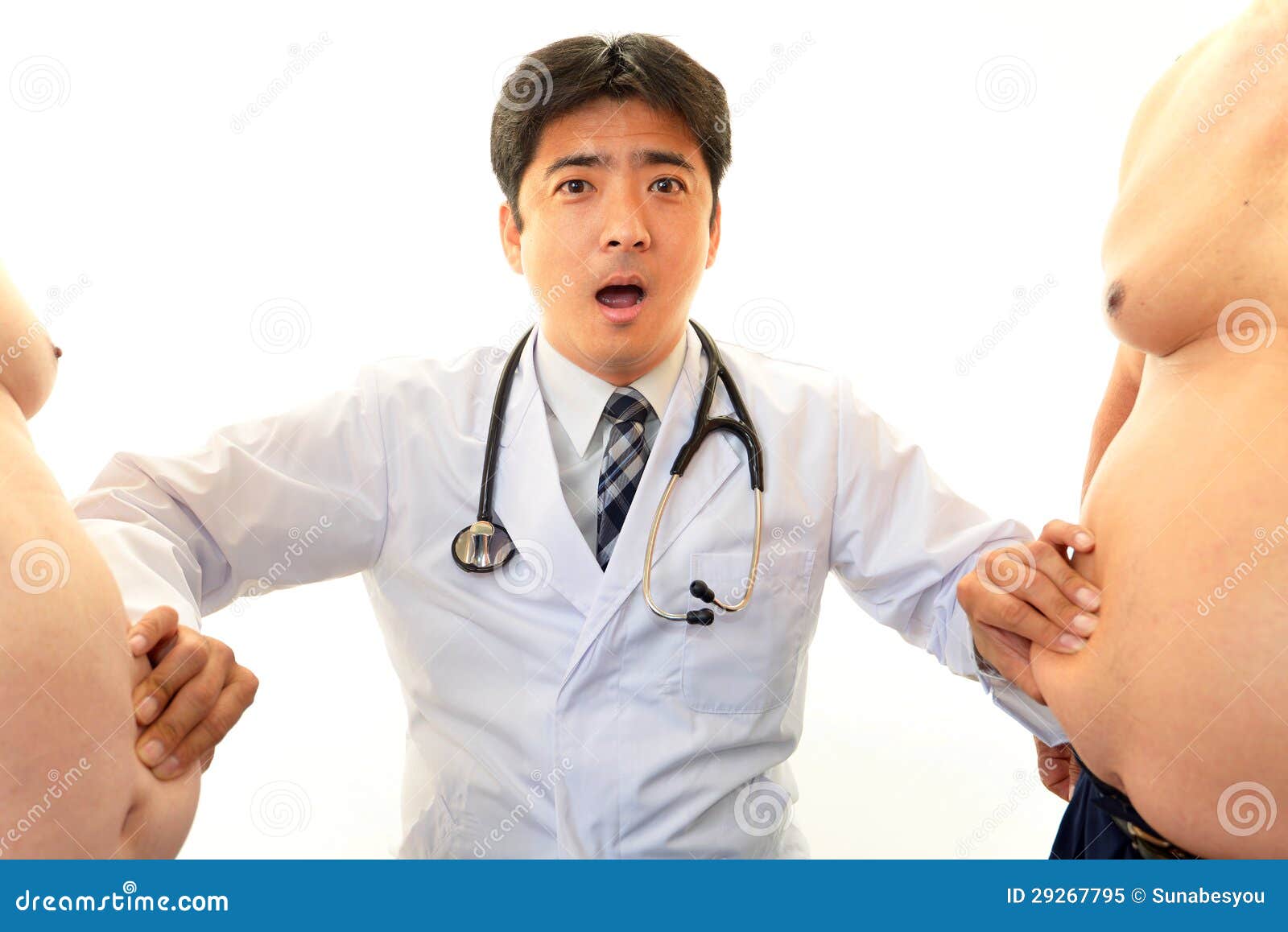 Serious Doctor Examining a Patient Obesity Stock Image - Image of ...