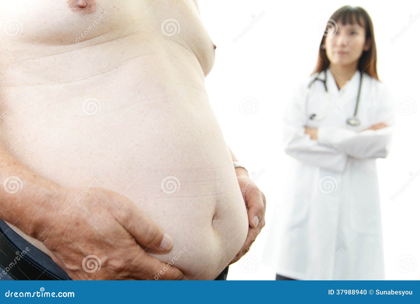 Serious Doctor Examining a Patient Obesity Stock Photo - Image of ...